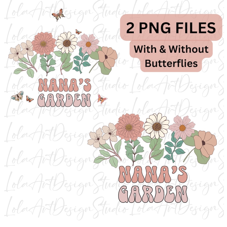 Nana's Garden PNG Sublimation, Custom Grandkids Names With Flowers blank, Design for Tshirts ...