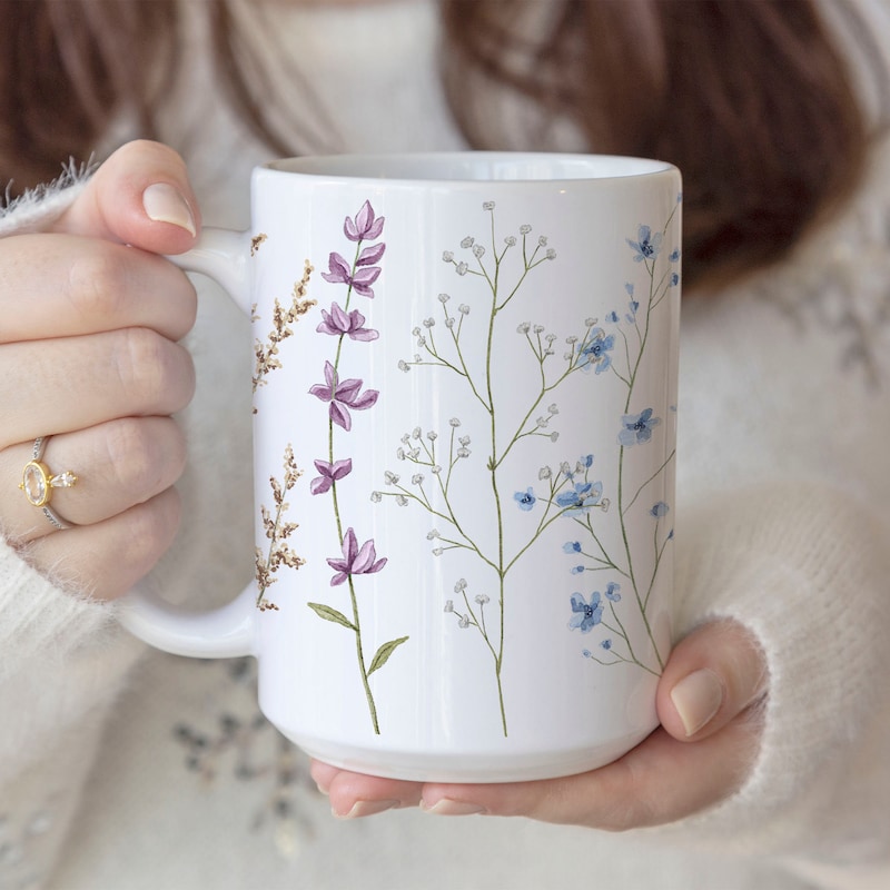 Ceramic Floral Coffee Cup - Etsy