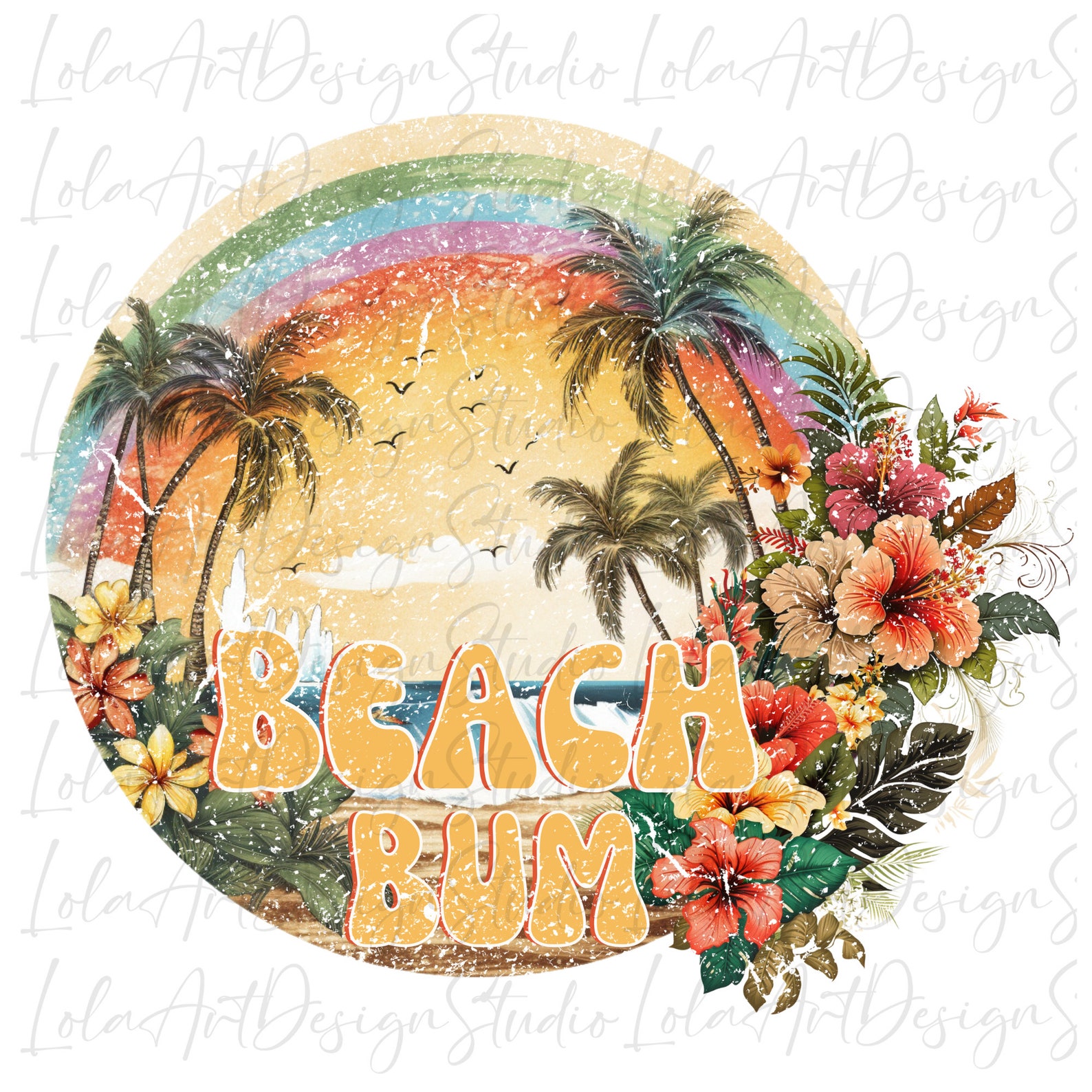 Beach Bum PNG File for Sublimation, Retro Summer Sublimation, Wave PNG ...
