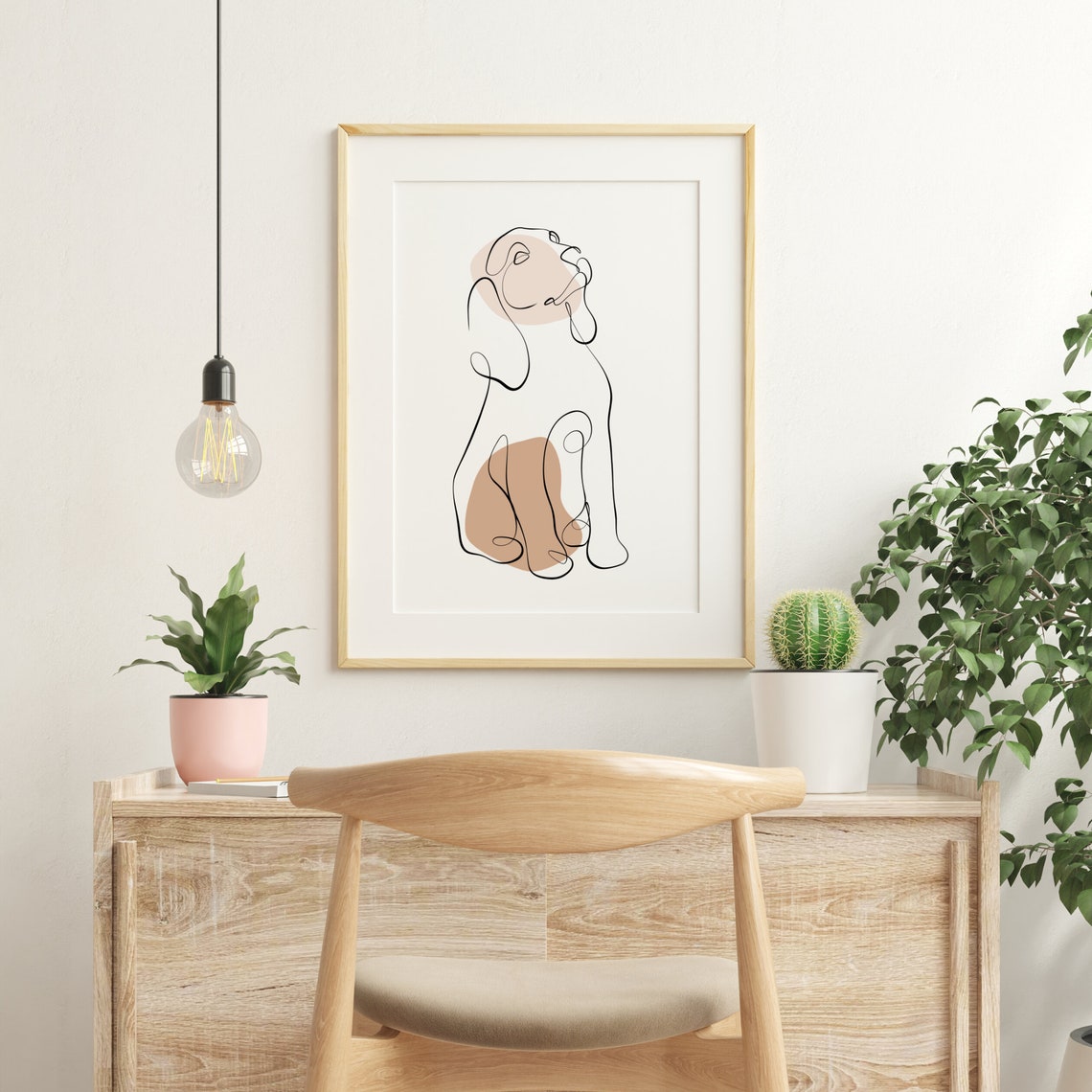 One Line Cocker Drawing, Single Line Art Dog Portrait, Cocker Spaniel ...