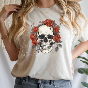 Red Roses Skull PNG Sublimation Design, Skull With Roses PNG, Floral ...