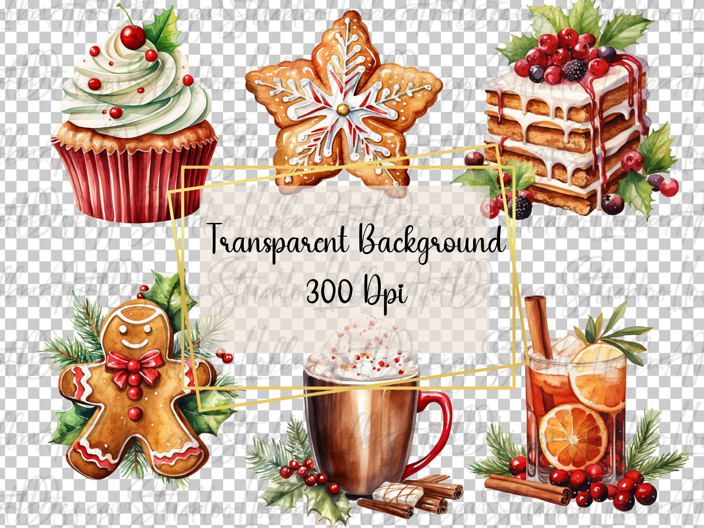 Watercolor Christmas Sweets Clipart, Christmas Candy, Cookies ...