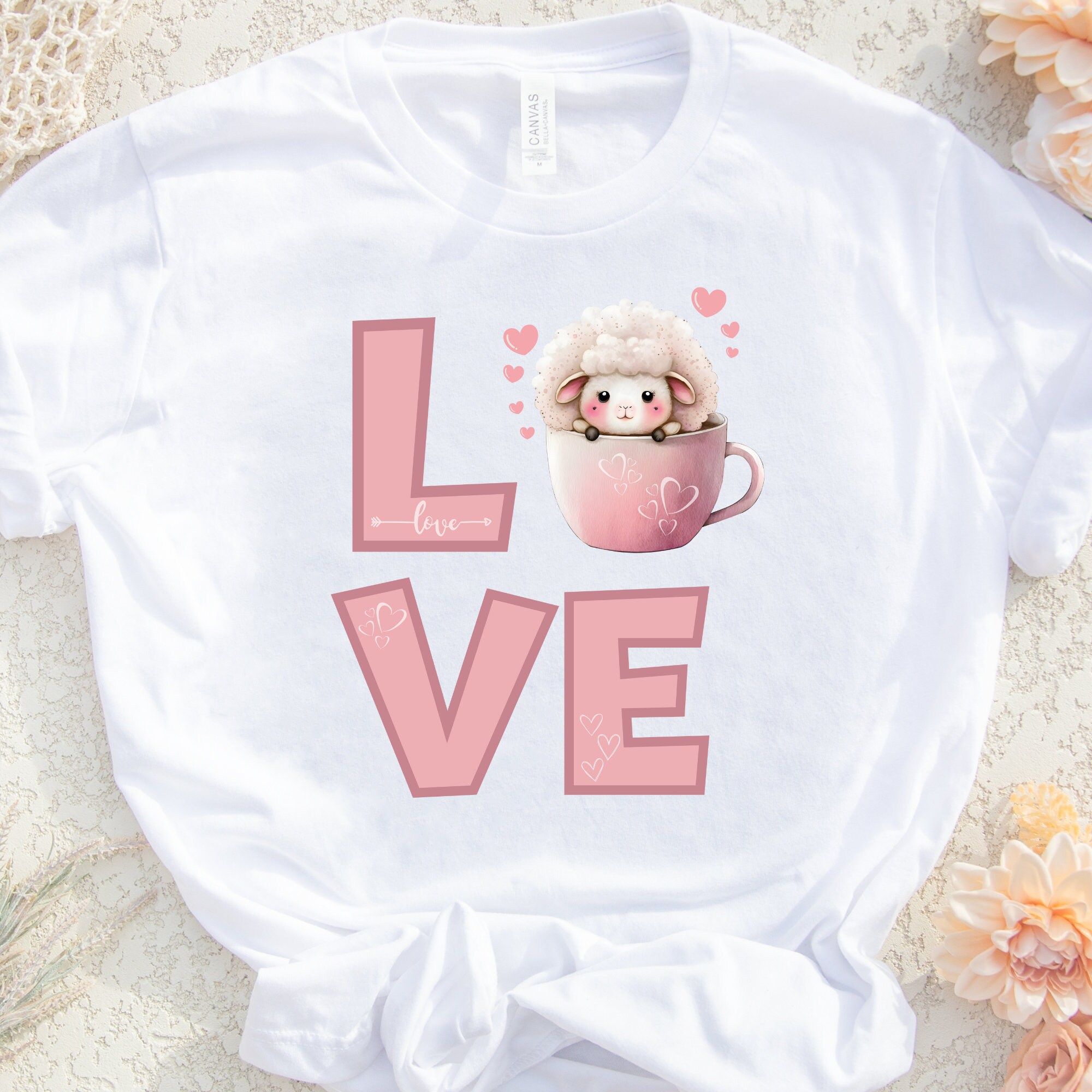 Love Sheep Valentines PNG Sublimation, Valentine's Day Sheep Pink Shirt ...