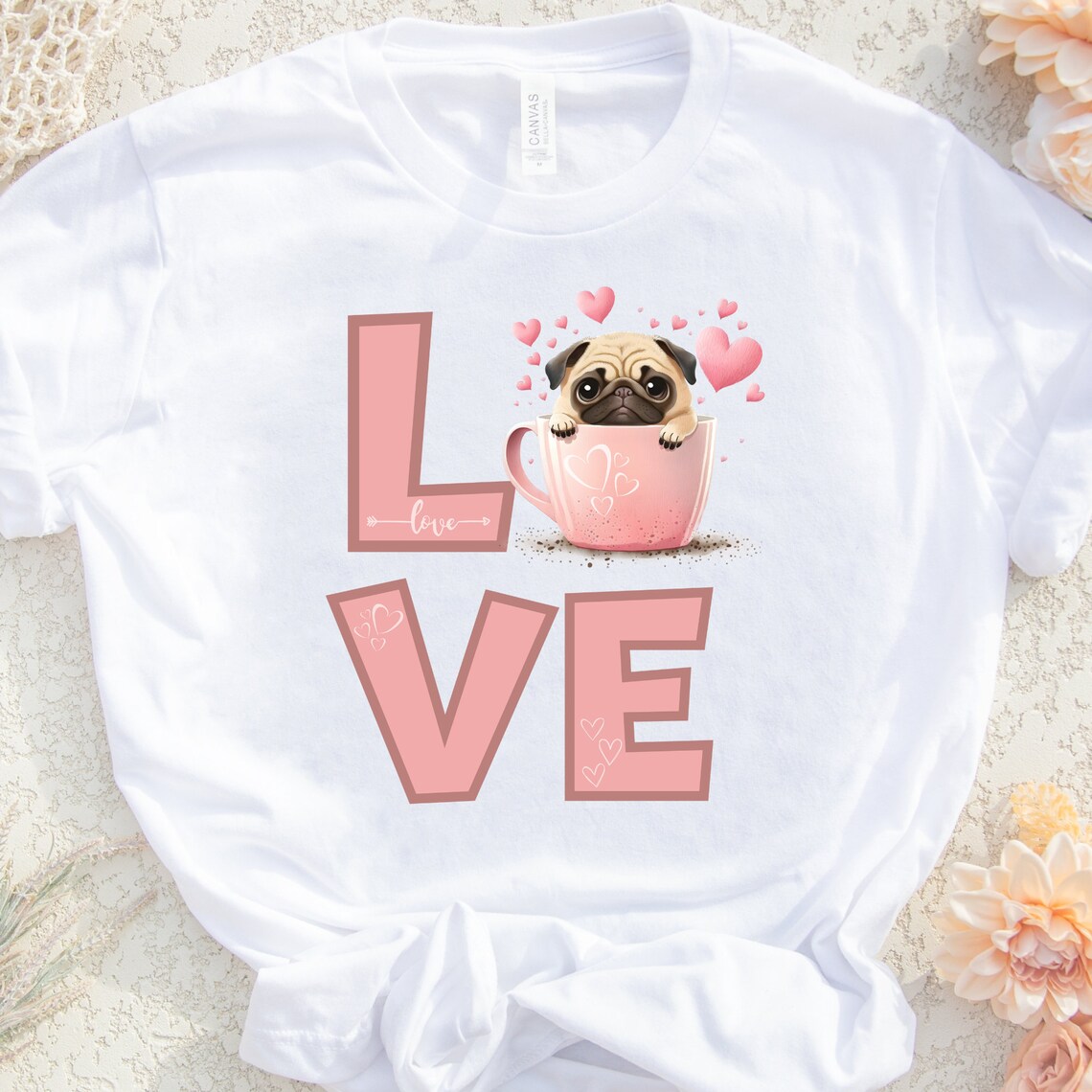 Love Pug Valentines PNG Sublimation Valentine's Day Dog - Etsy