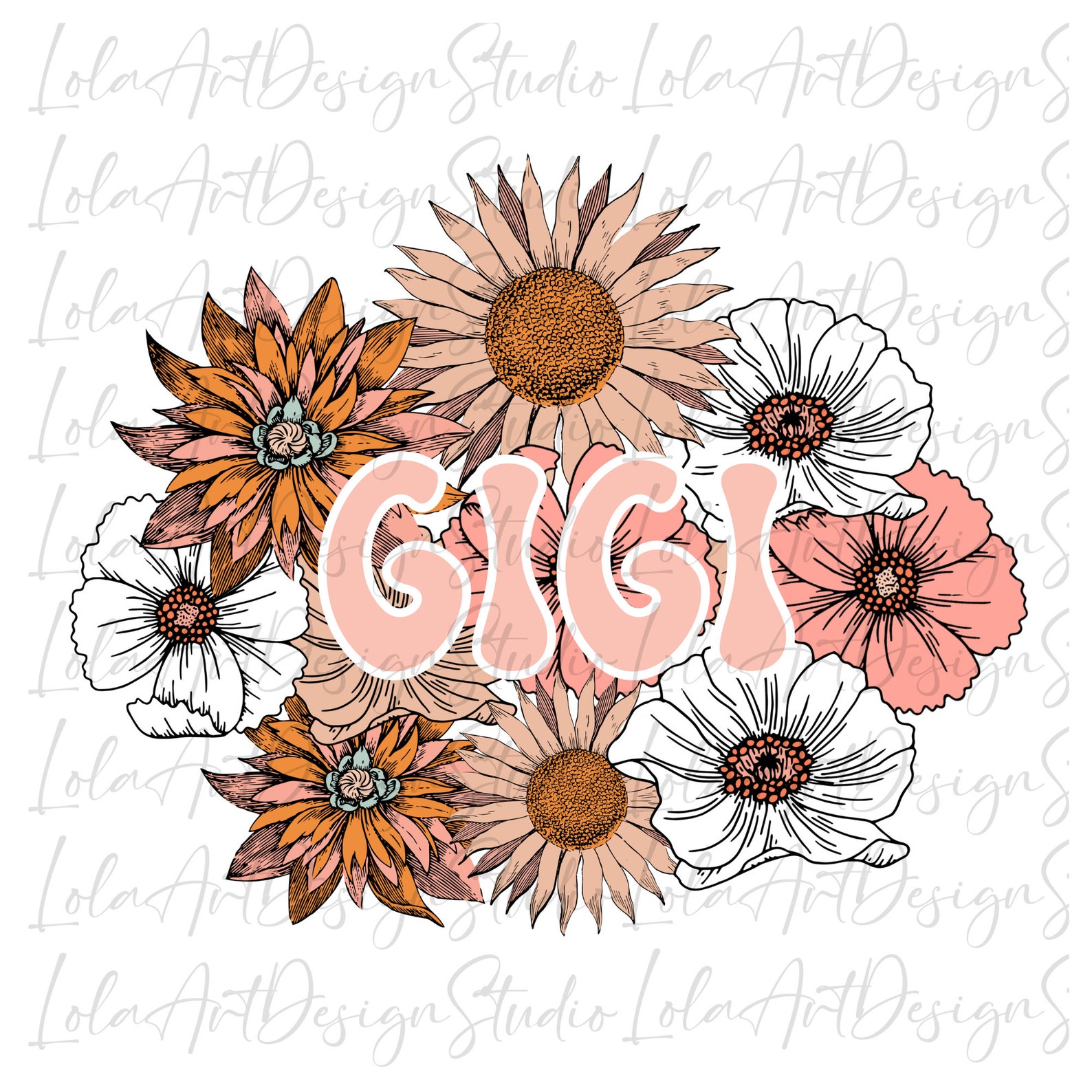 Gigi PNG for Sublimation, Boho Gigi Shirt Design Png, Floral Bouquet ...