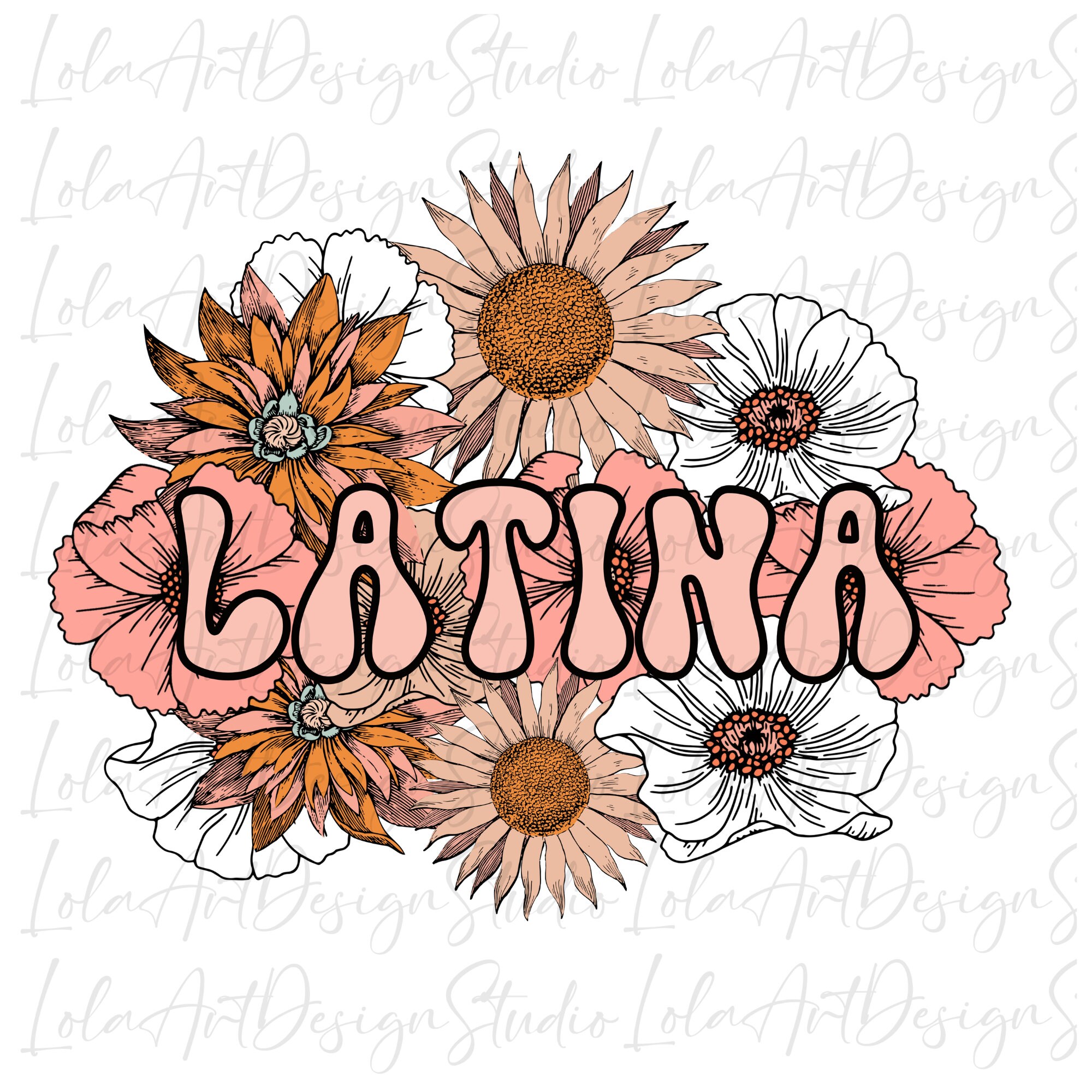 Floral Latina Png Design File for Sublimation, Latina Floral Png ...