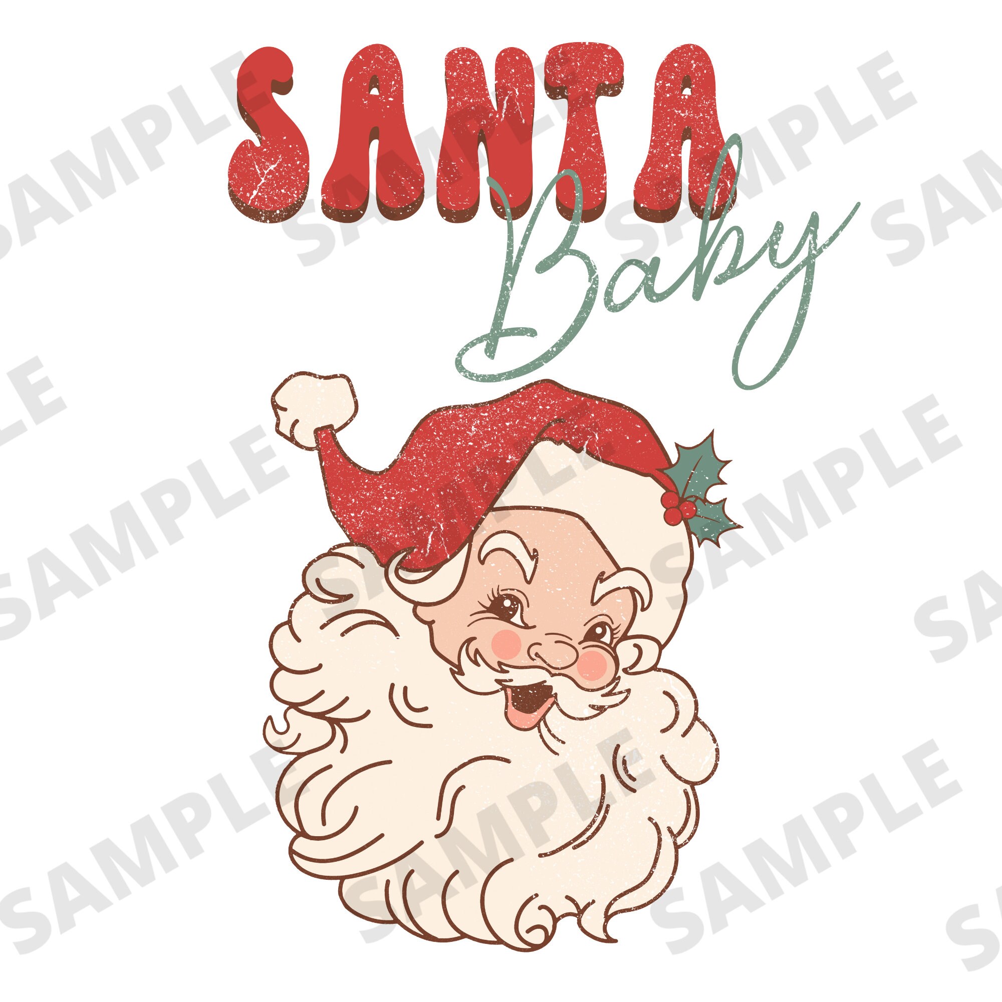 Retro Grunge Santa Baby Christmas Png Sublimation Design, Distressed ...