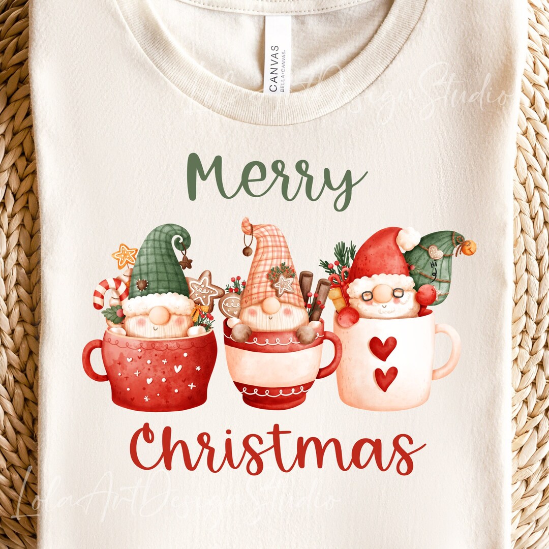 Merry Christmas Gnomes Png Sublimation Design, Christmas Gnomes in Cups ...