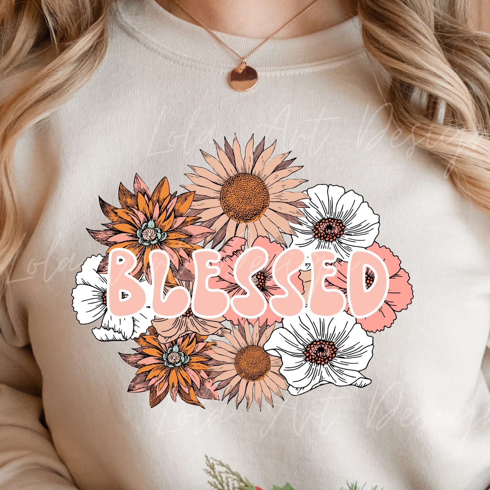 Floral Blessed PNG for Sublimation, Blessed Design for Tshirt Png ...