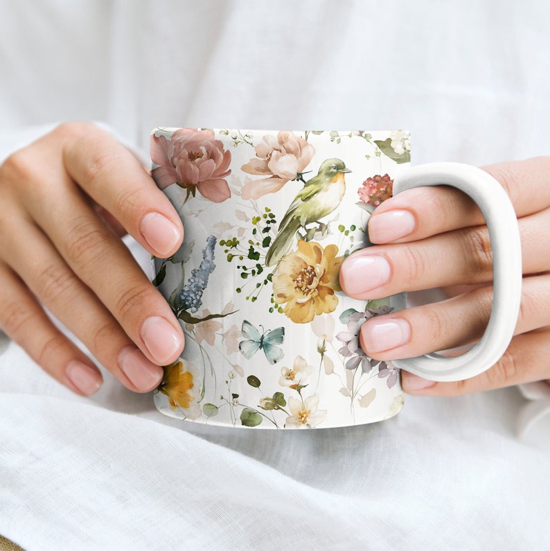 Floral Mug Boho Wildflowers Coffee Mug Botanical Tea Cup - Etsy