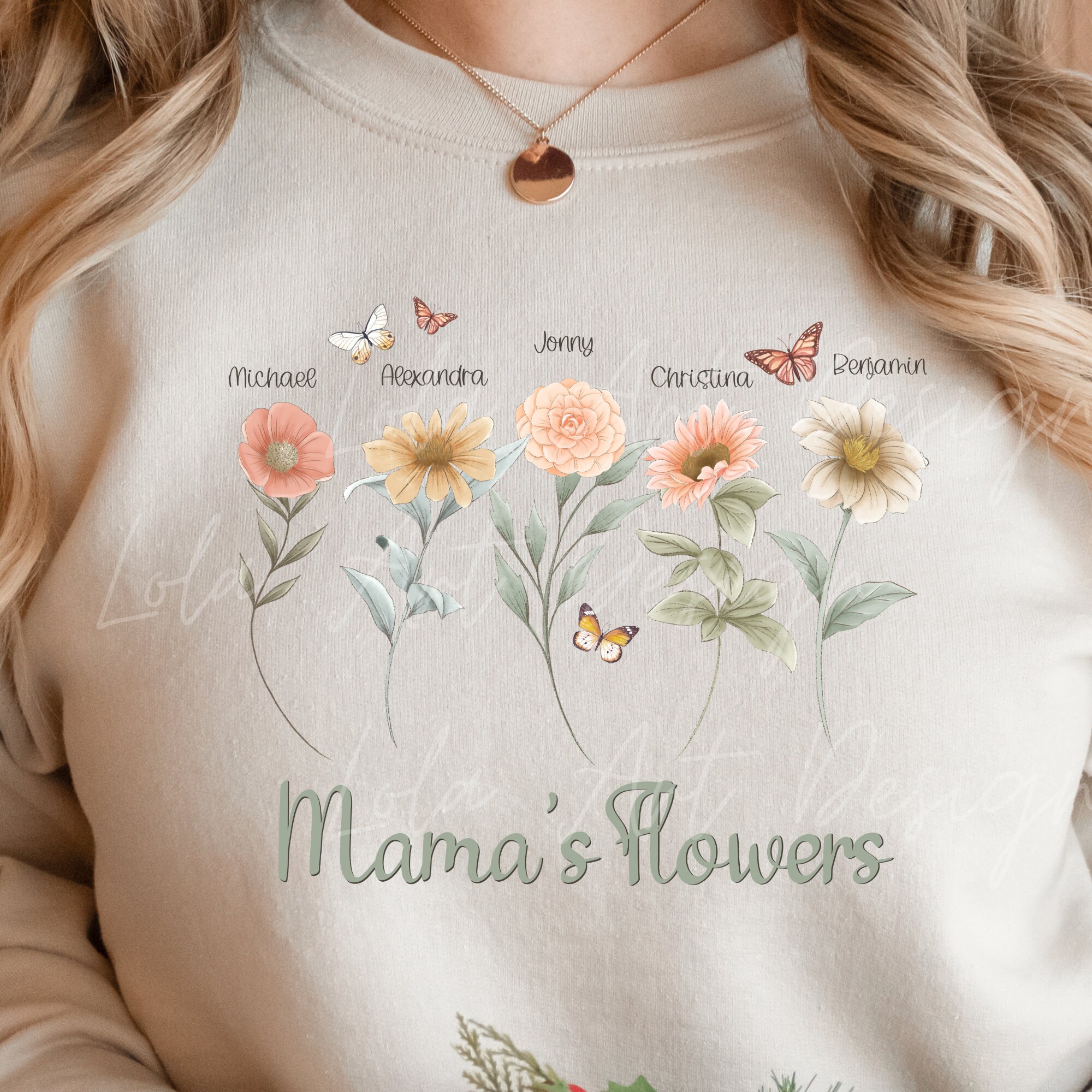 Mama's Flowers PNG Sublimation, Custom Kids Names Flowers, Design for T ...