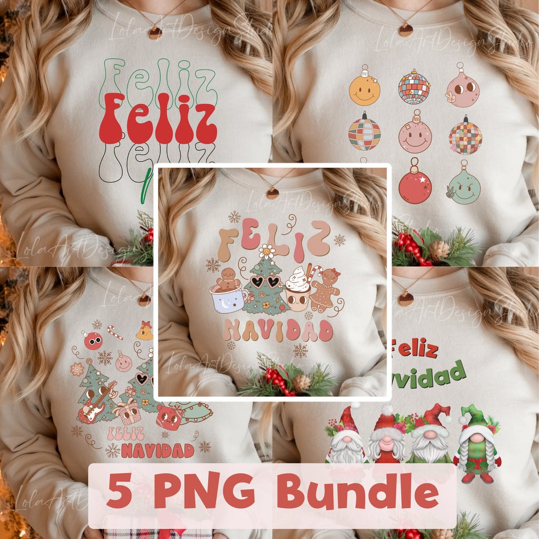 Feliz Navidad Png Bundle for Sublimation, Boho Spanish Christmas PNG ...