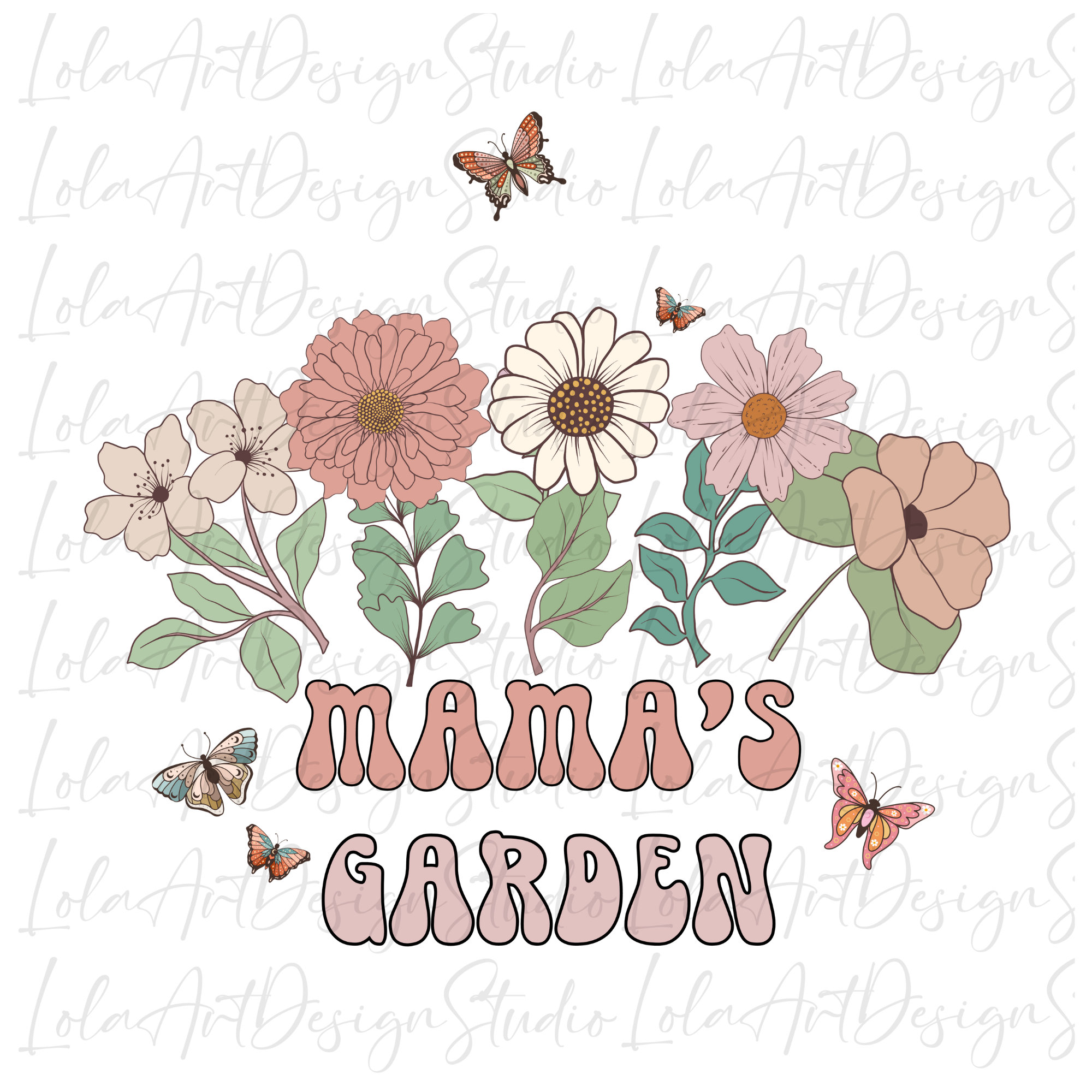 Mama's Garden PNG Sublimation, Custom Kids Names With Flowers blank,design for Tshirts, Mothers ...