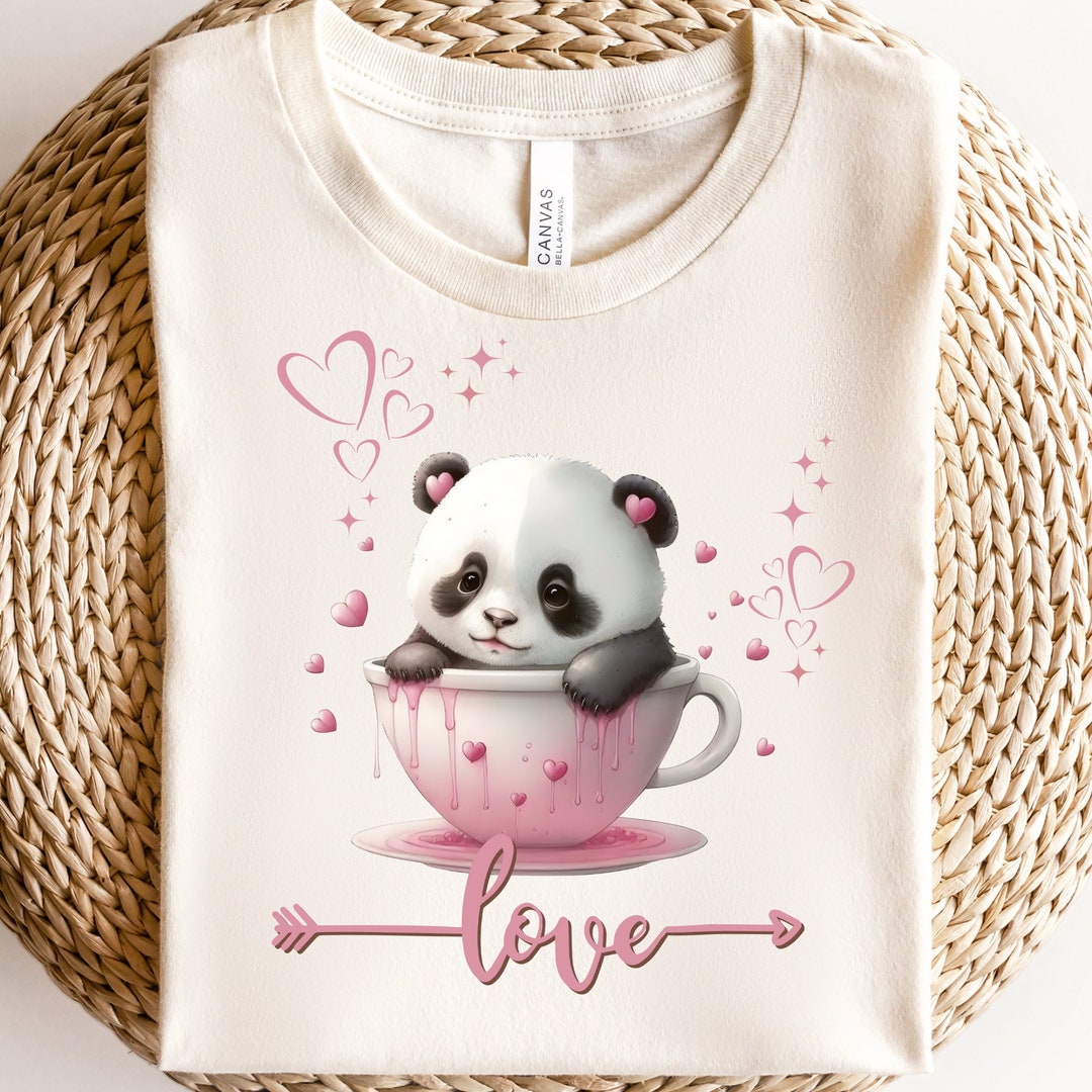 Love Panda Valentines PNG Sublimation, Valentine's Day Panda Pink Shirt ...