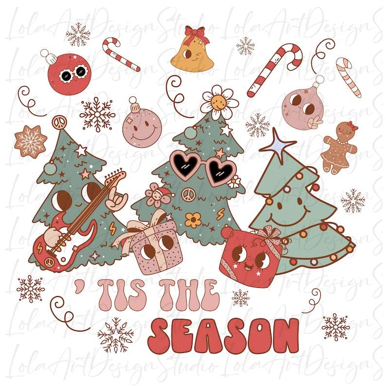 Tis the Season Png Sublimation Design, Retro Christmas Tree Png, Boho ...