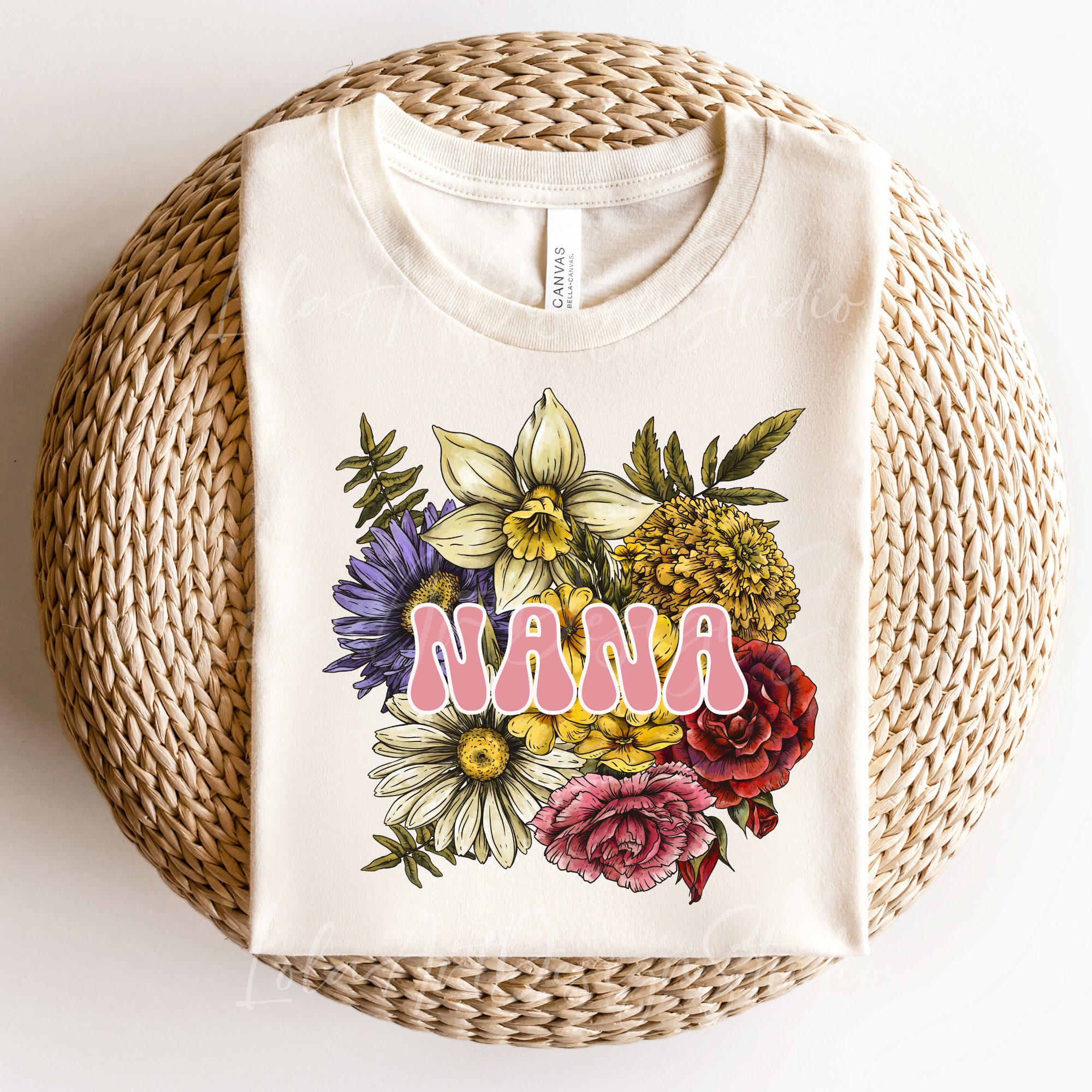 Floral Nana Png, Nana Design File for Sublimation, Nana Floral Png, Tshirt Design Png Gift for ...