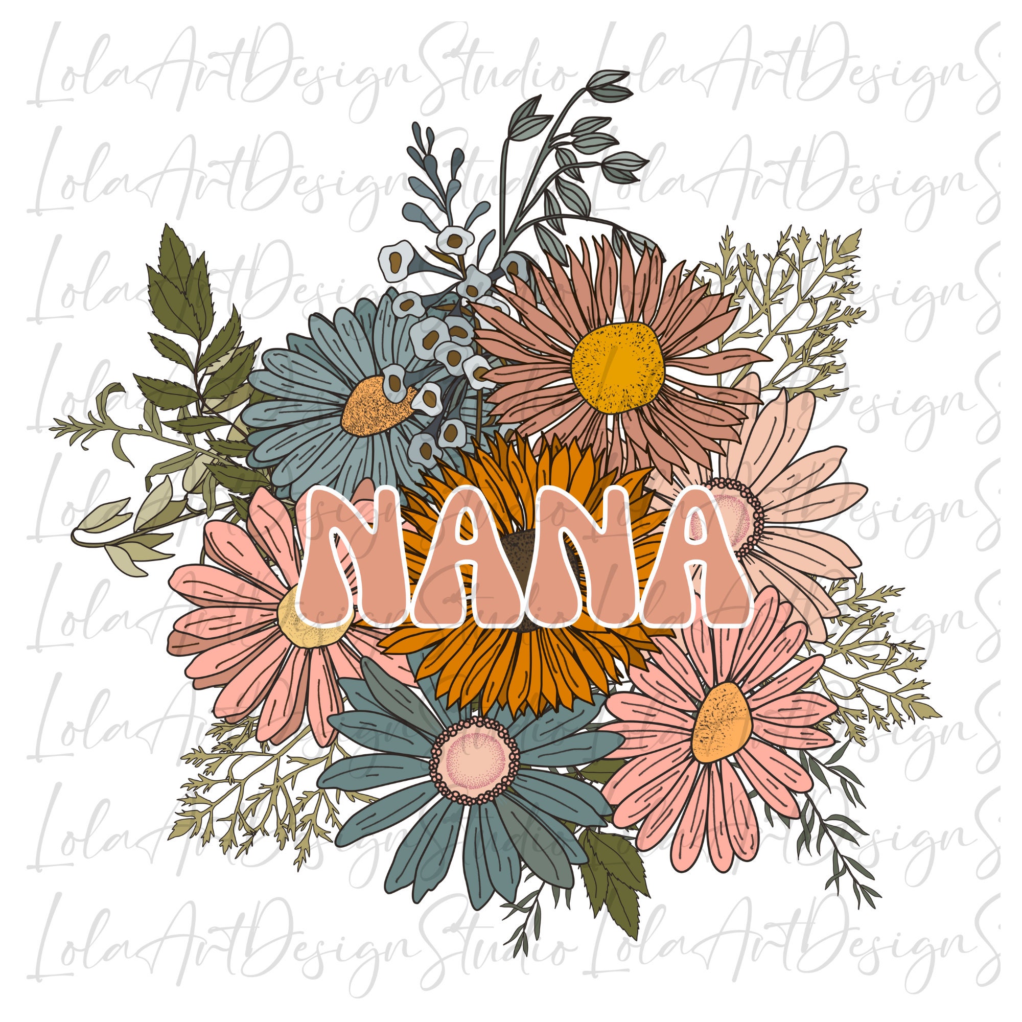 Floral Nana Png Design File for Sublimation, Nana Floral Png, Tshirt ...