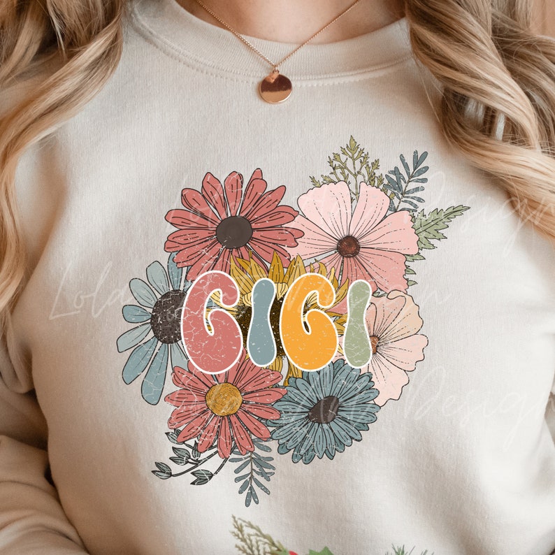 Gigi PNG for Sublimation, Boho Gigi Shirt Design Png, Floral Bouquet ...
