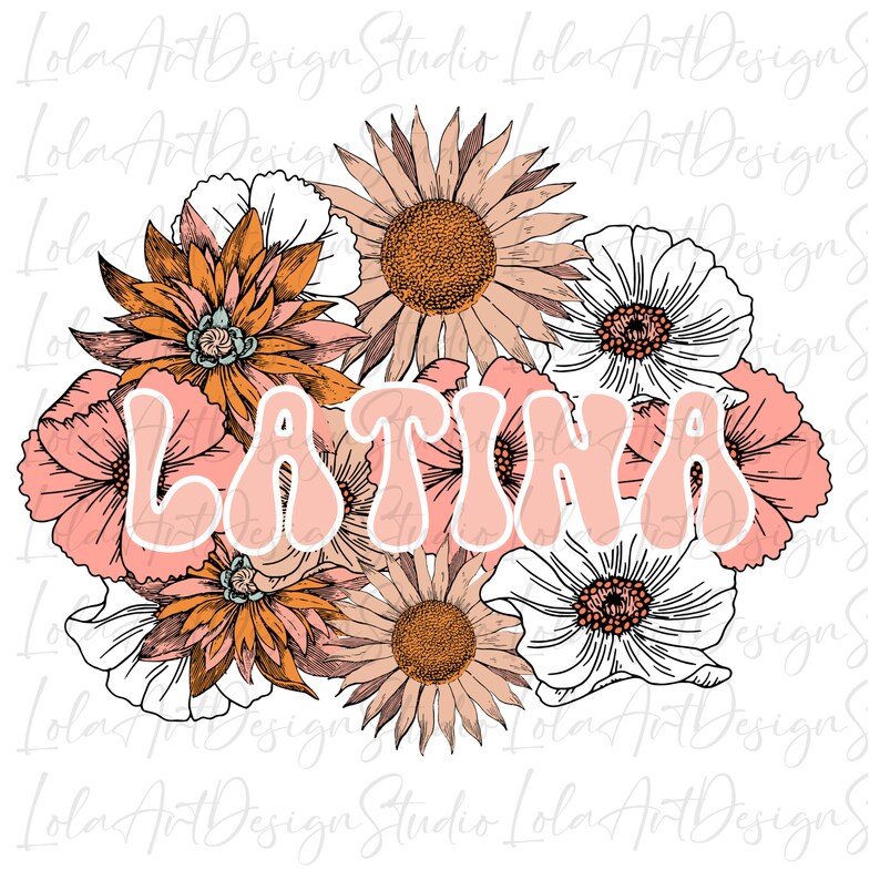 Floral Latina Png Design File for Sublimation, Latina Floral Png ...