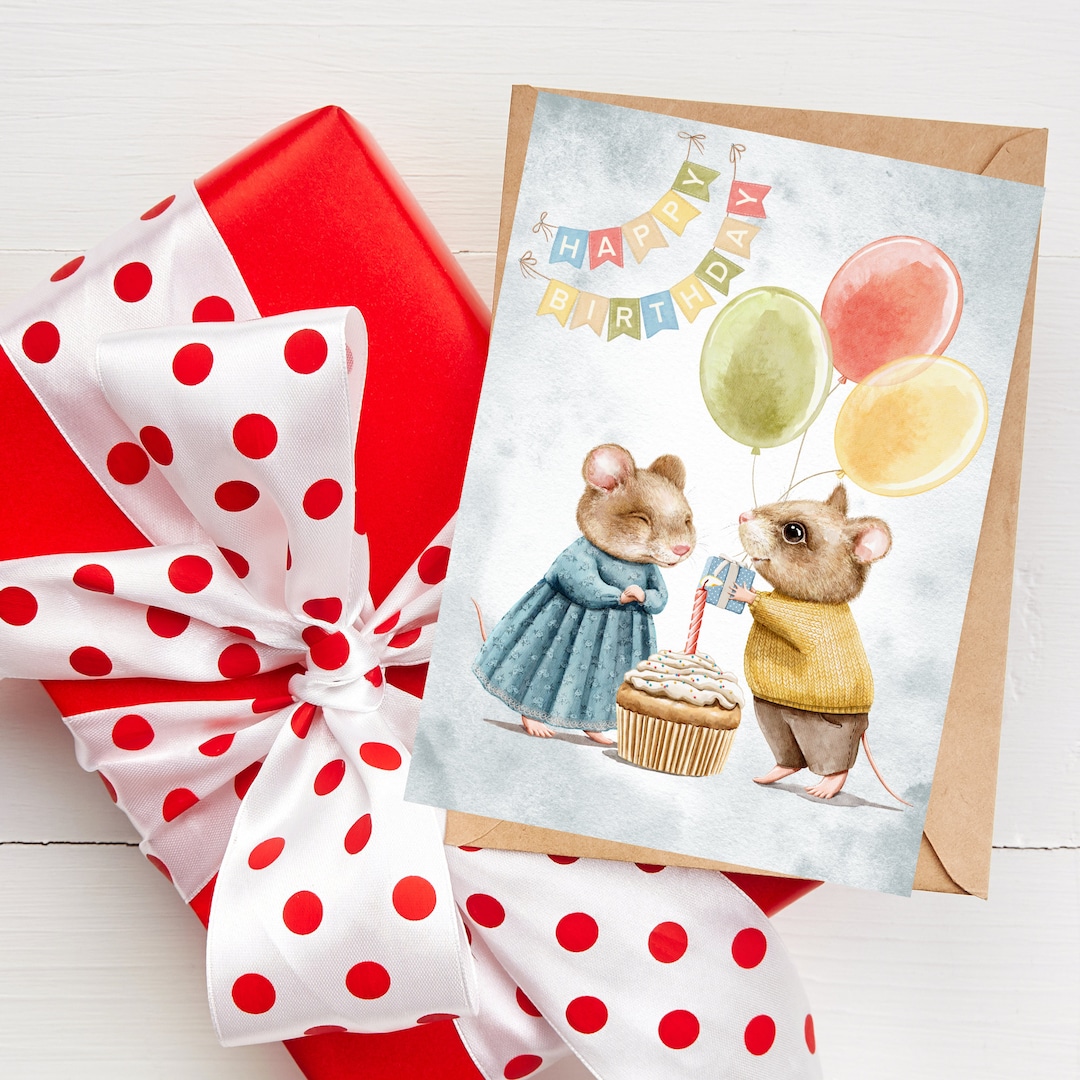 Cute Mouse Birthday Printable Card /happy Birthday Card / Cute Birthday ...