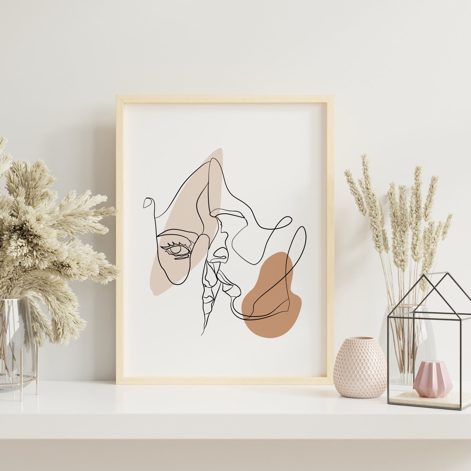 One Line Drawing Art Earth Tone Wall Art Single Line Drawing - Etsy