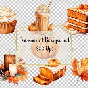 32 Watercolor Pumpkin Spice Clipart, Fall Holiday Elements ...