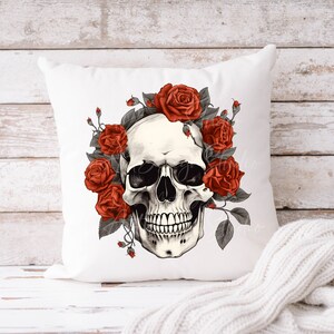 Red Roses Skull PNG Sublimation Design, Skull With Roses PNG, Floral ...