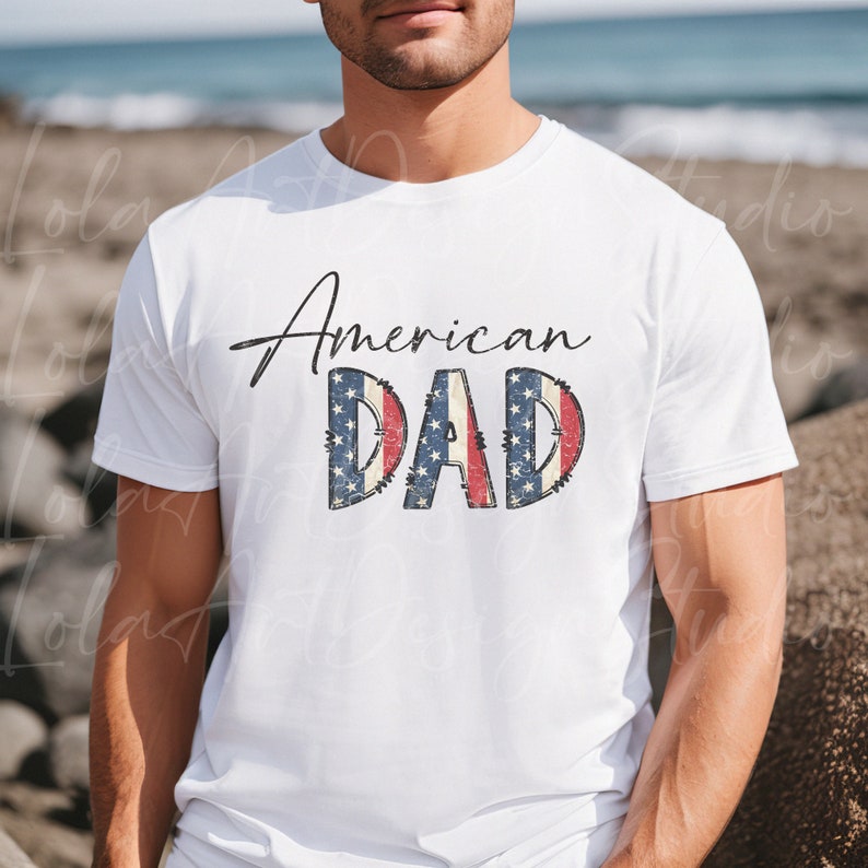 Retro American Dad PNG Sublimation, Patriotic Dad Shirt Design Png, 4th ...