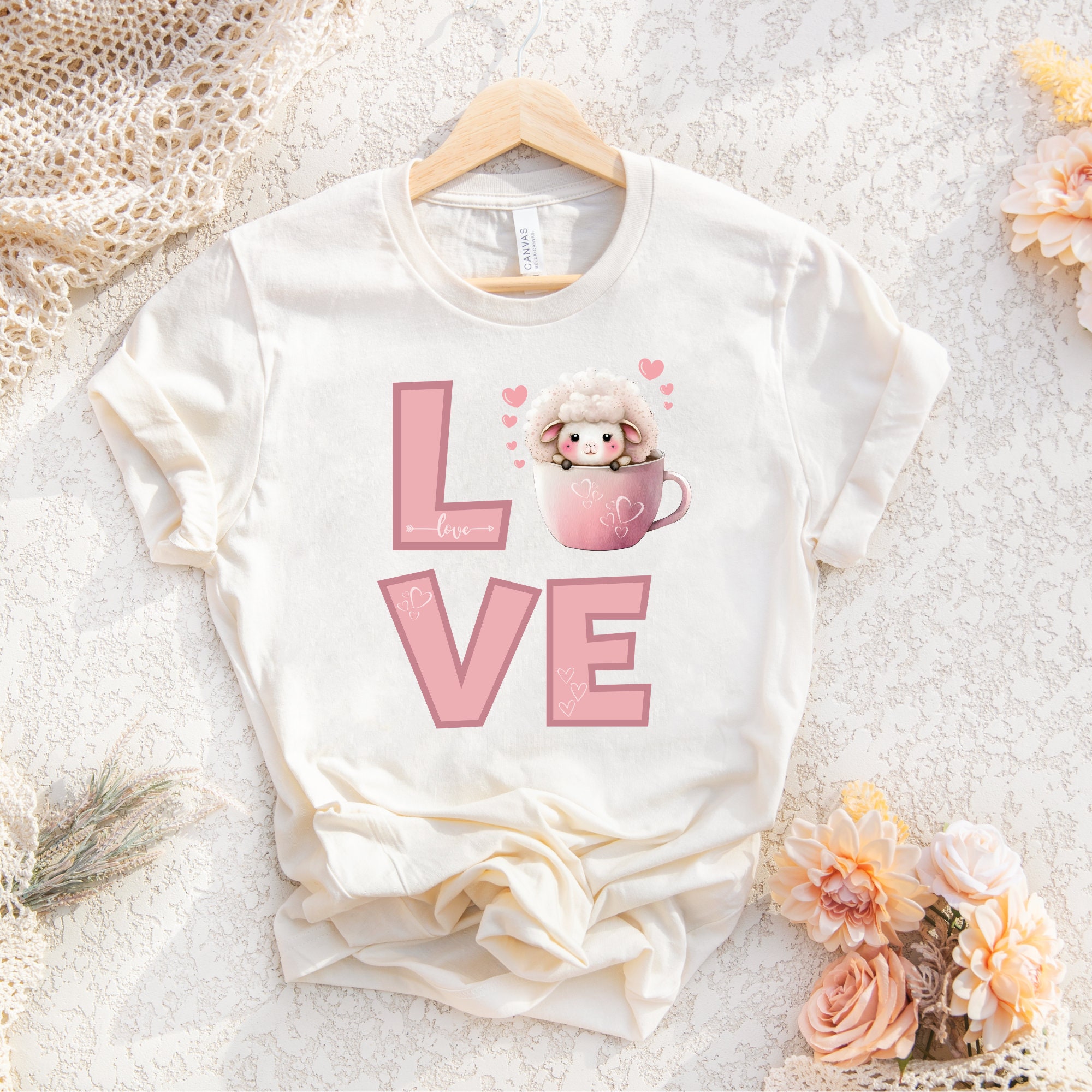 Love Sheep Valentines PNG Sublimation, Valentine's Day Sheep Pink Shirt ...