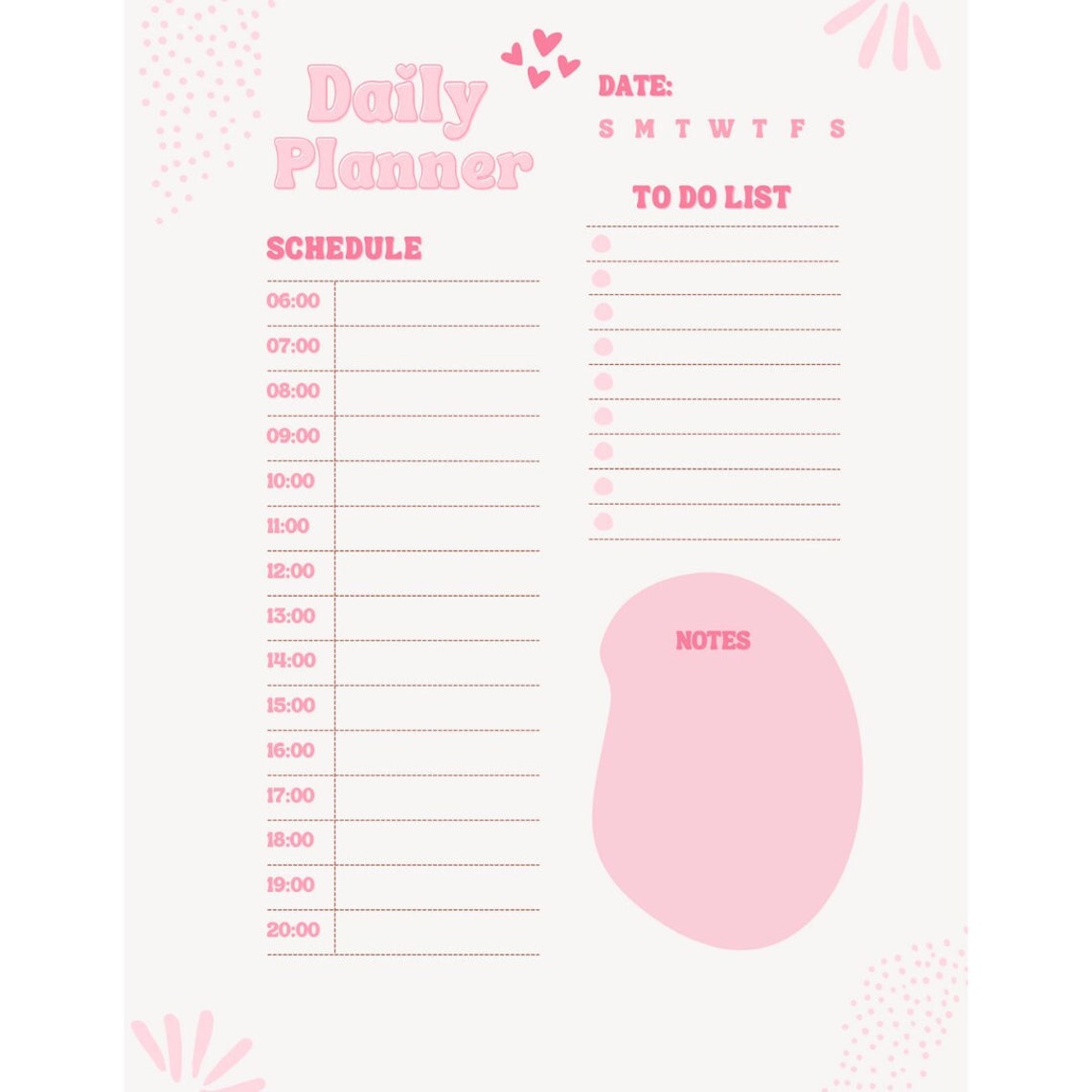 Girly Pink Digital Planner, Daily Planner, Printable Planner for ...