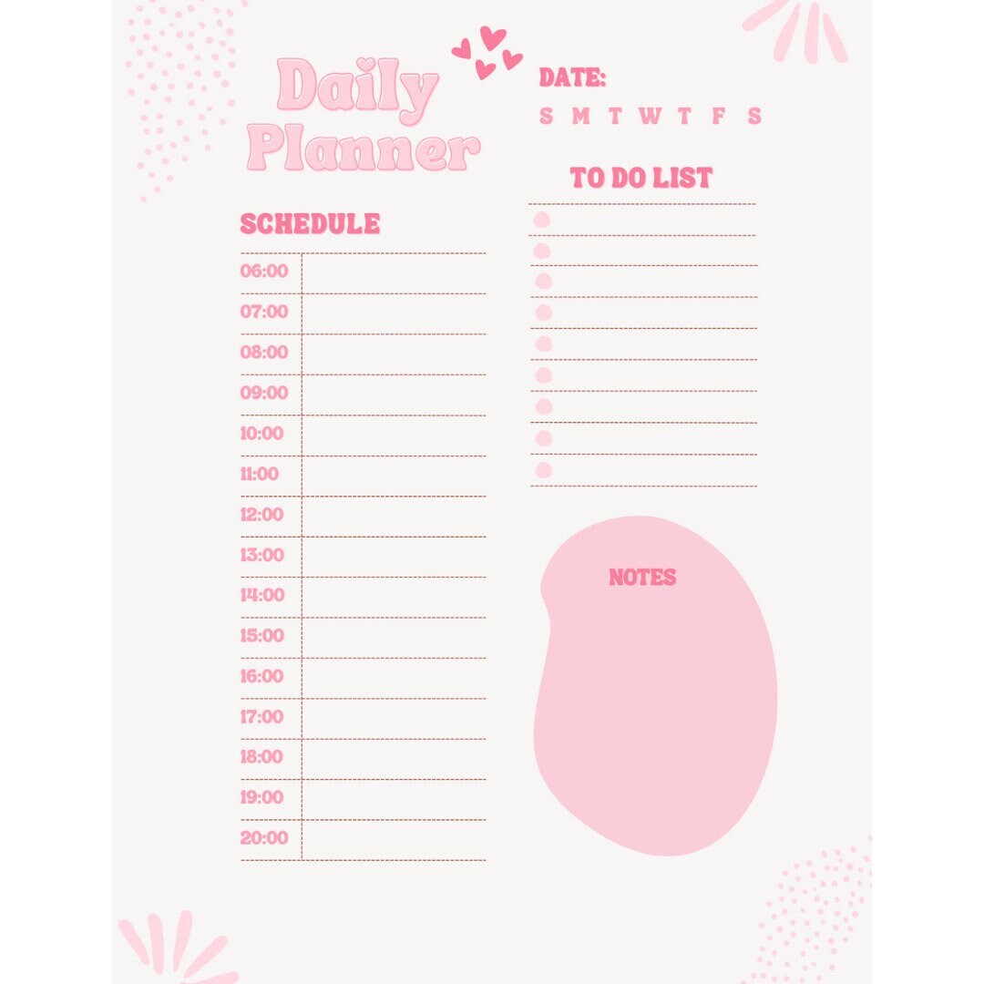 Girly Pink Digital Planner, Daily Planner, Printable Planner for ...