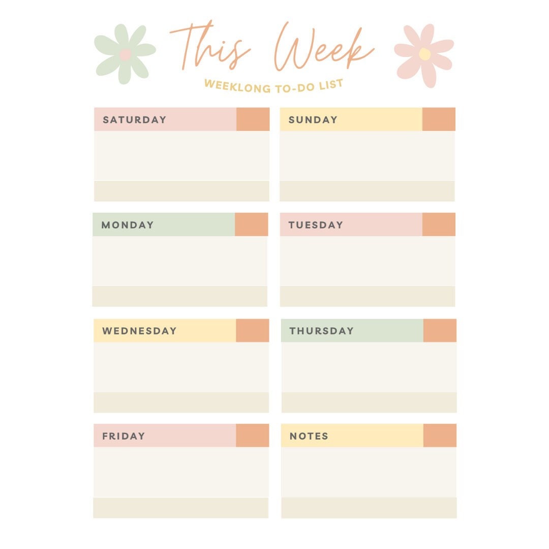 Digital Weekly Planner, Printable Planner, Girly Planner for Weekly Use ...