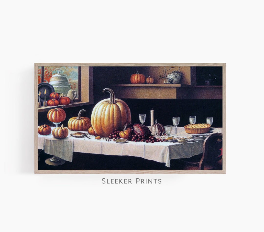 Vintage Thanksgiving Frame Tv Art 4K, Pumpkin Samsung Frame Art ...