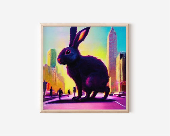 Printable Surreal Abstract Bunny Print Purple and Pink Rabbit - Etsy