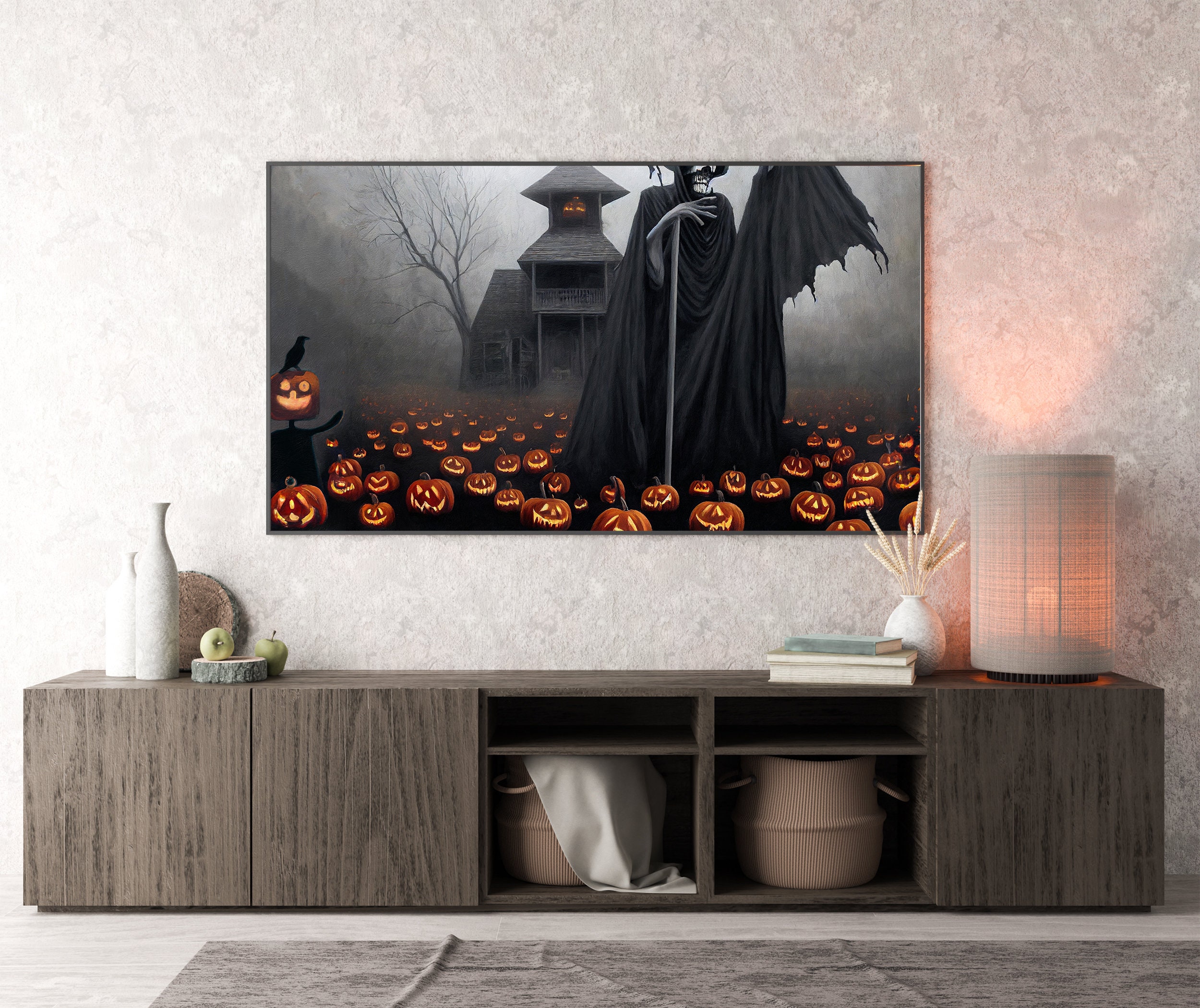 Grim Reaper Frame Tv Art, Spooky Halloween Frame Tv Art, Creepy Frame ...