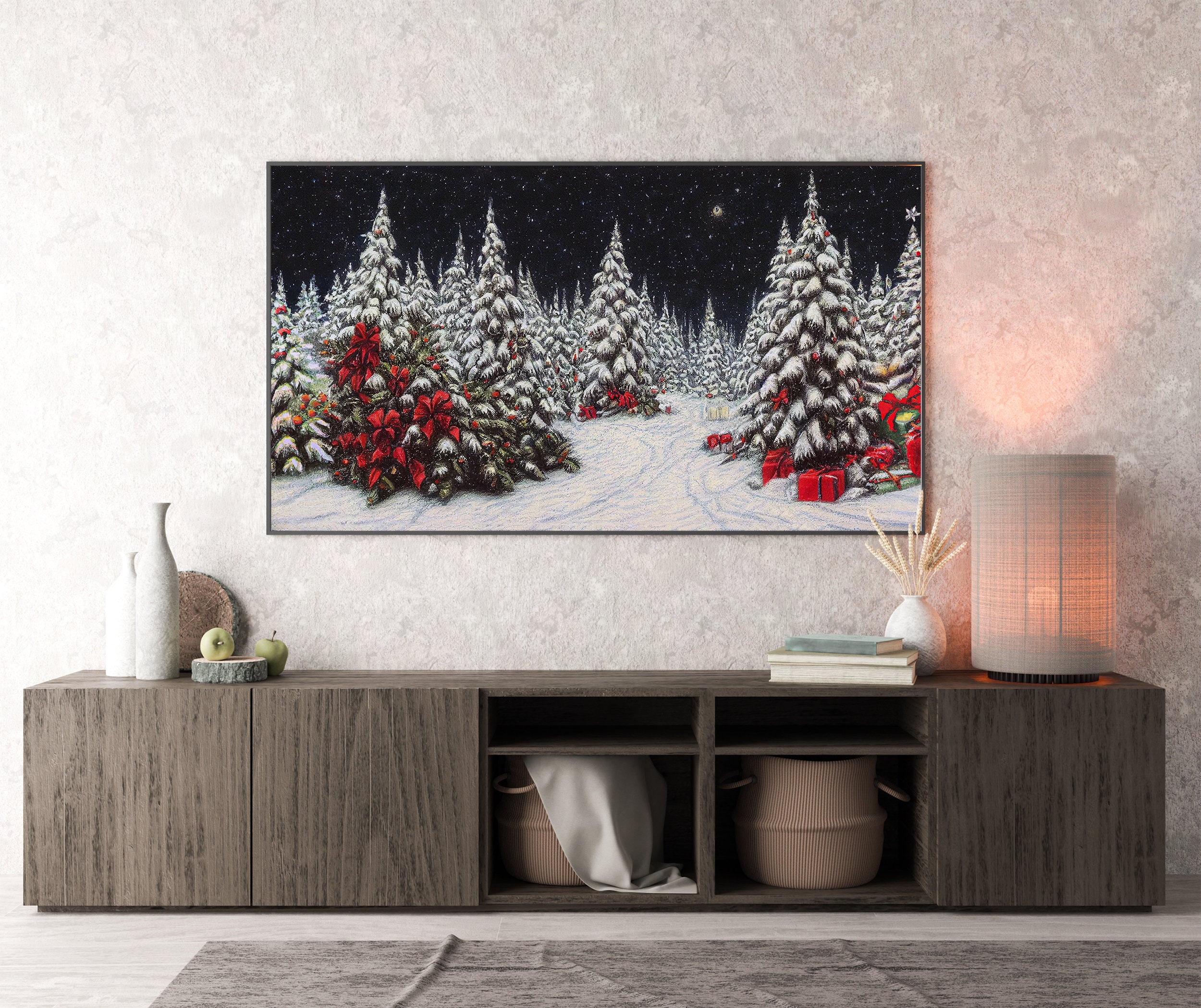 Snowy Christmas Tree Instant Download Frame Tv Art 4K, Holiday Art for ...