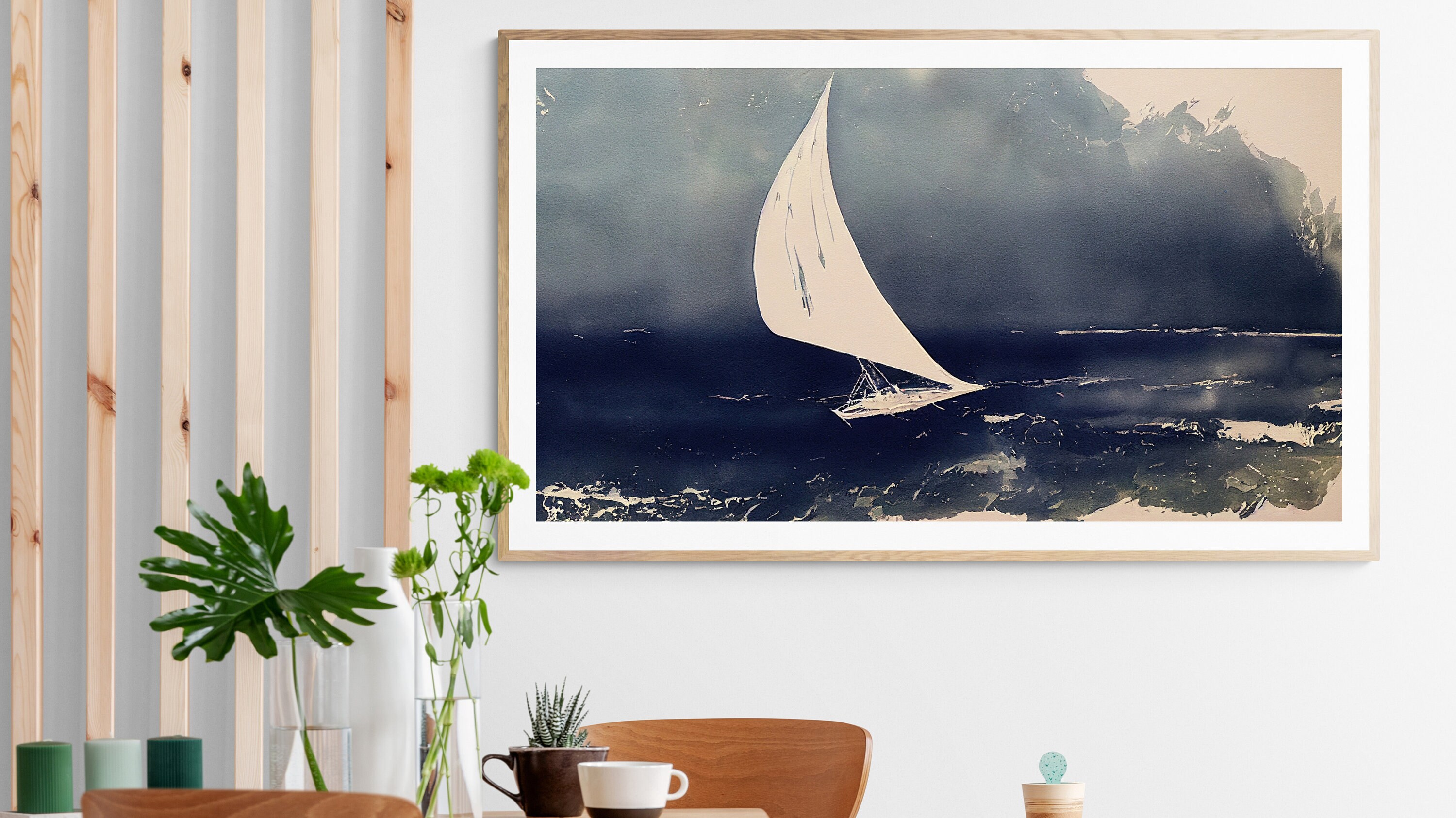 Sailboat During A Storm Frame Tv Art, Seascape Art Frame Tv, Nautical ...