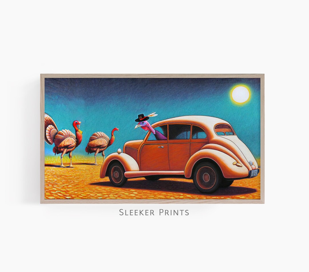 Funny Thanksgiving Frame Tv Art, Surreal Turkey Art Frame Tv, Quirky ...