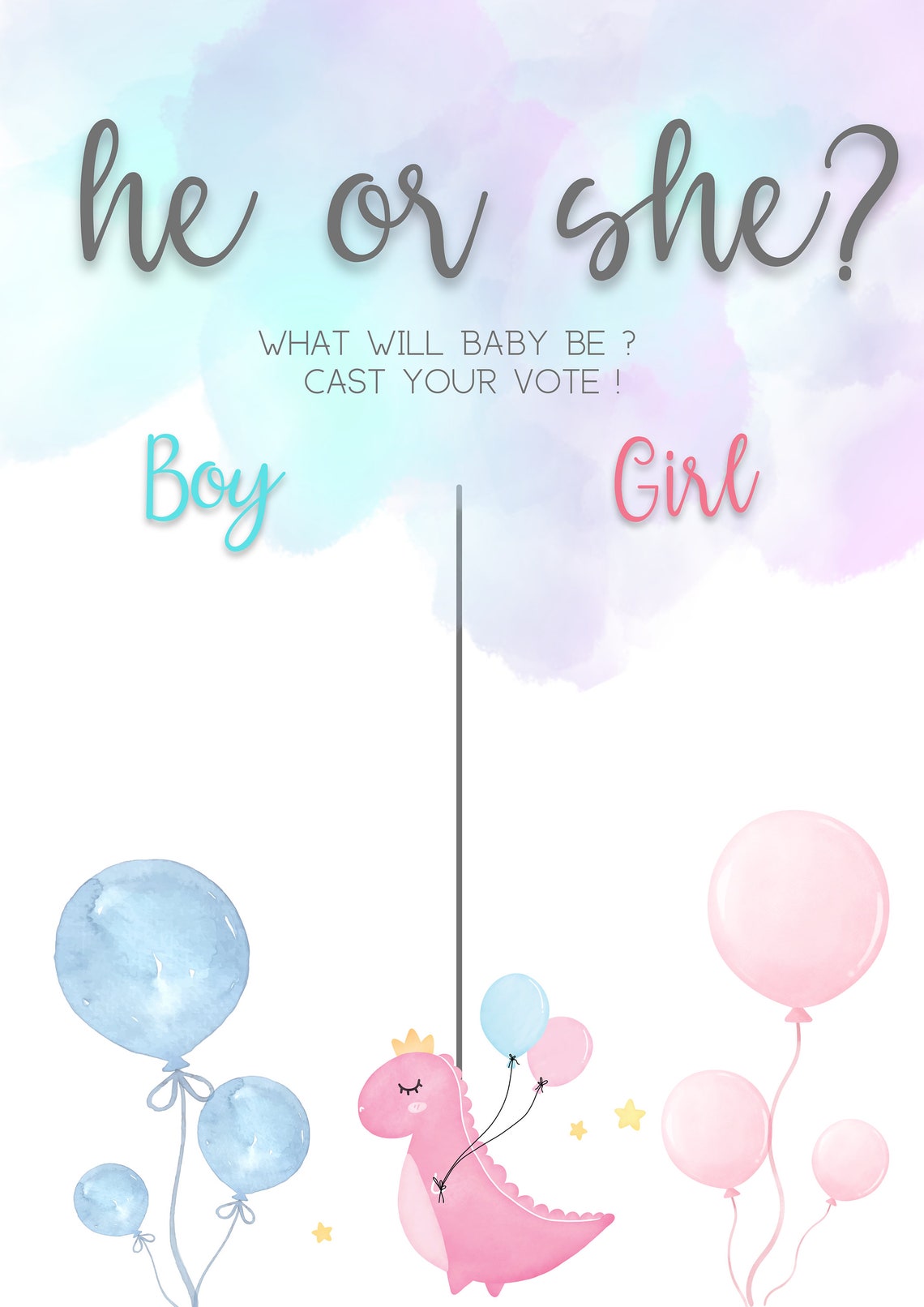 He or She Sign Poster INSTANT DOWNLOAD , Baby Shower, Guess the Gender ...