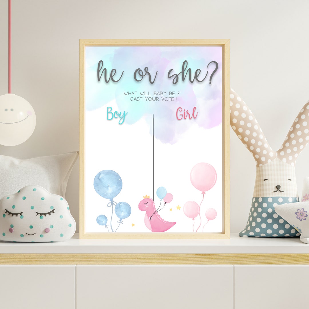 He or She Sign Poster INSTANT DOWNLOAD , Baby Shower, Guess the Gender ...