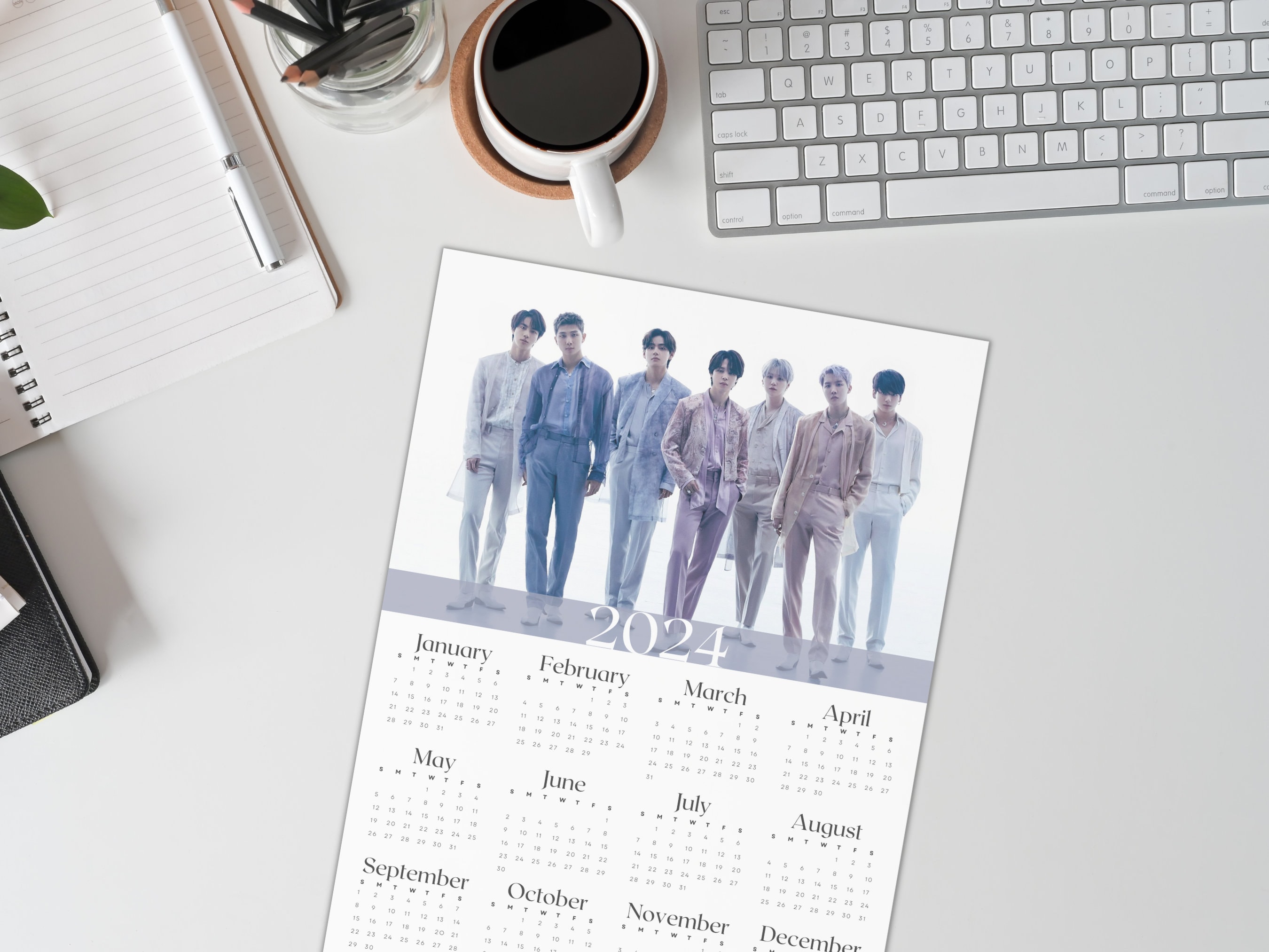 BTS Proof 2024 Wall Calendar Year at a Glance, 9x12 PDF, JPG, Printable ...