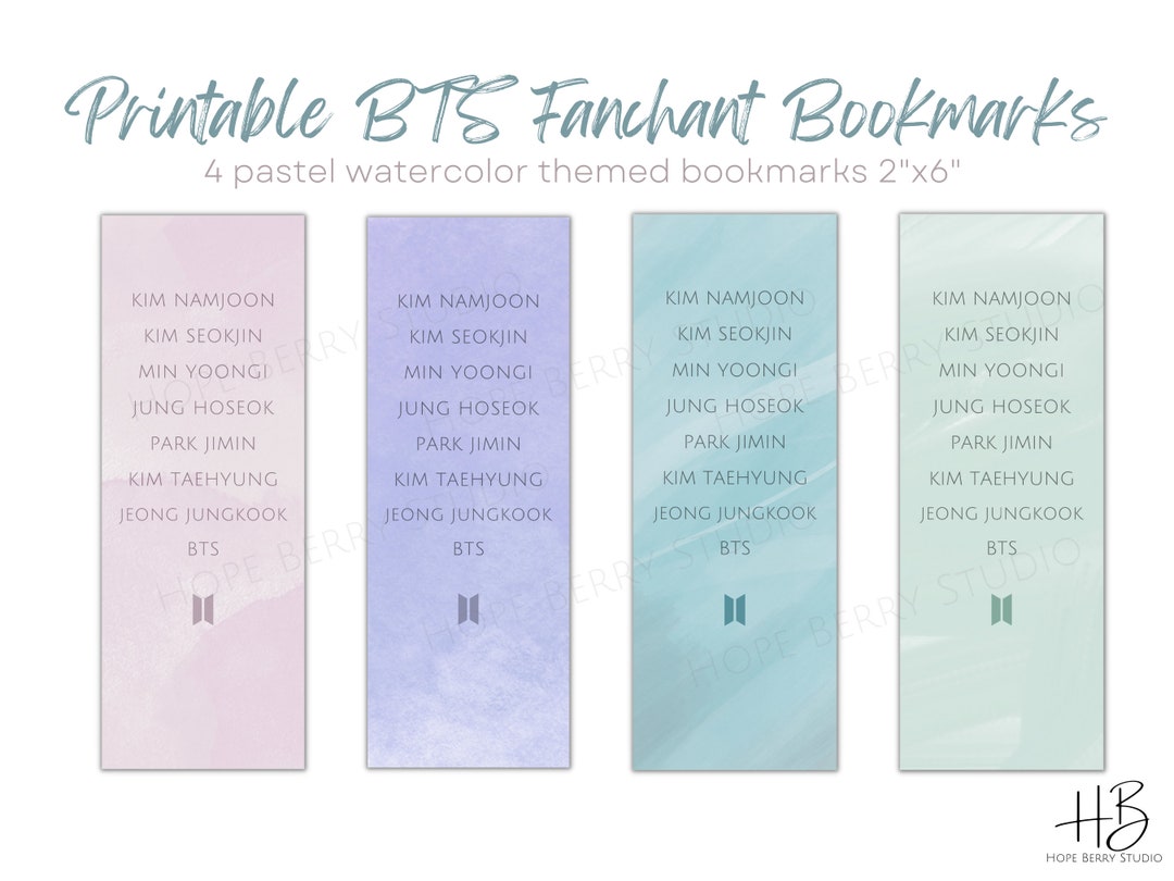 BTS Fanchant Bookmarks, Printable, Digital Download PDF - Etsy