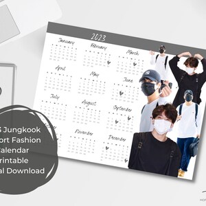 2023 BTS Jungkook Airport Fashion Calendar, Year at A Glance, Landscape ...