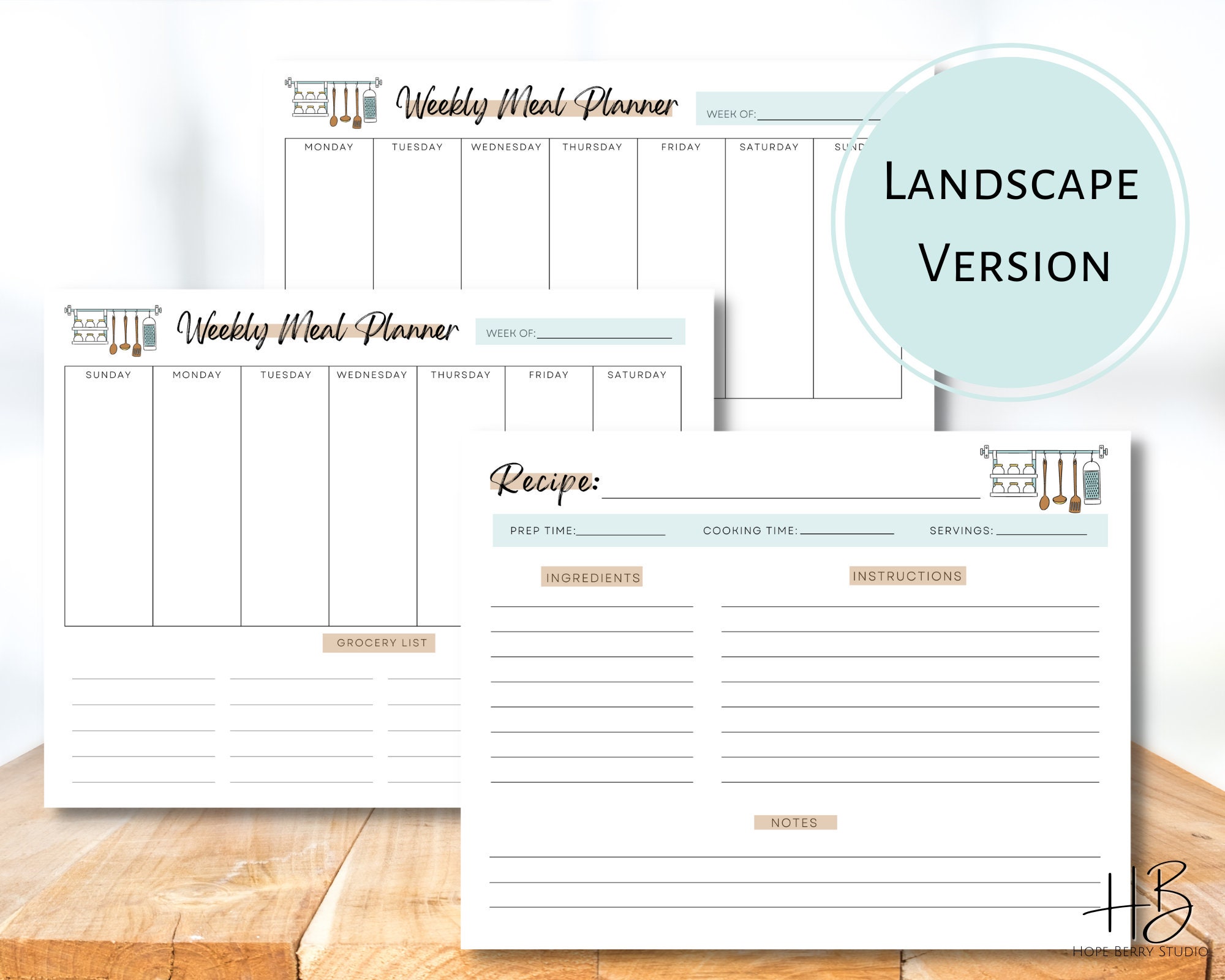 Printable Recipe and Meal Planner - Etsy