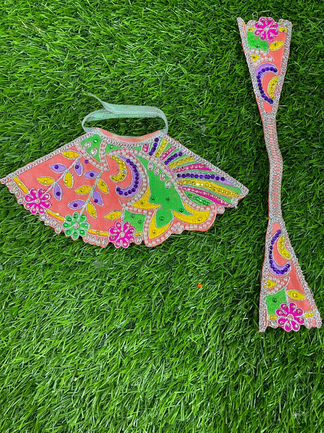 Amazing Ganesh Ji , Radha Rani and Mata Rani Lehenga Patka / Available ...
