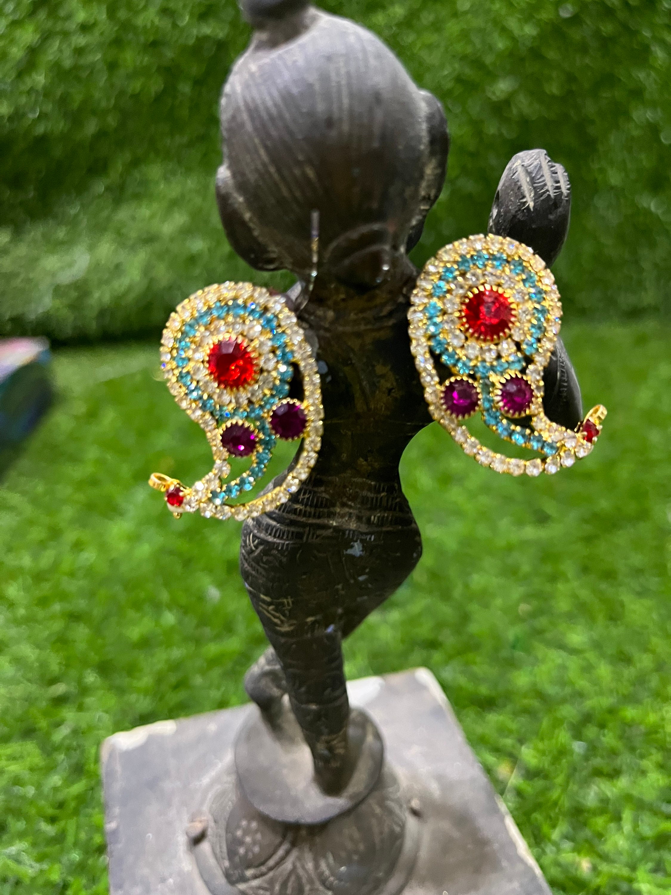 Stone Embellished Earrings for Deities / Jewellery for Size 13- 18 ...