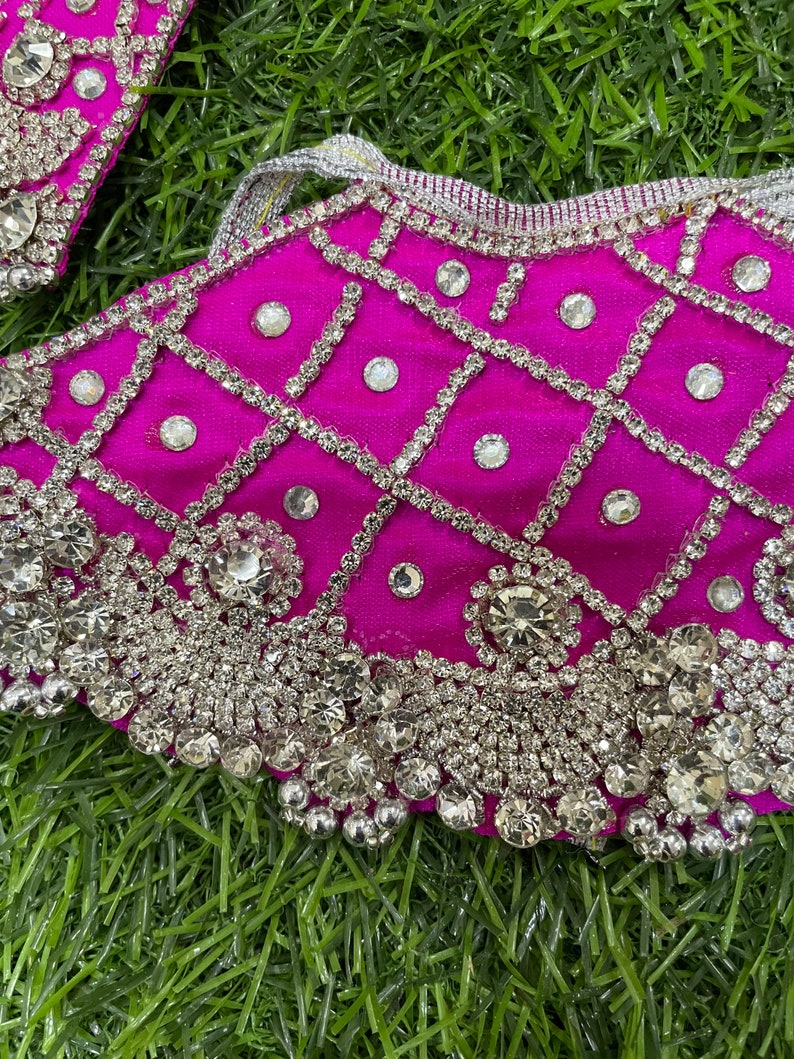 Amazing Heavy Work Pink Ganesh Ji , Radha Rani and Mata Rani Lehenga ...