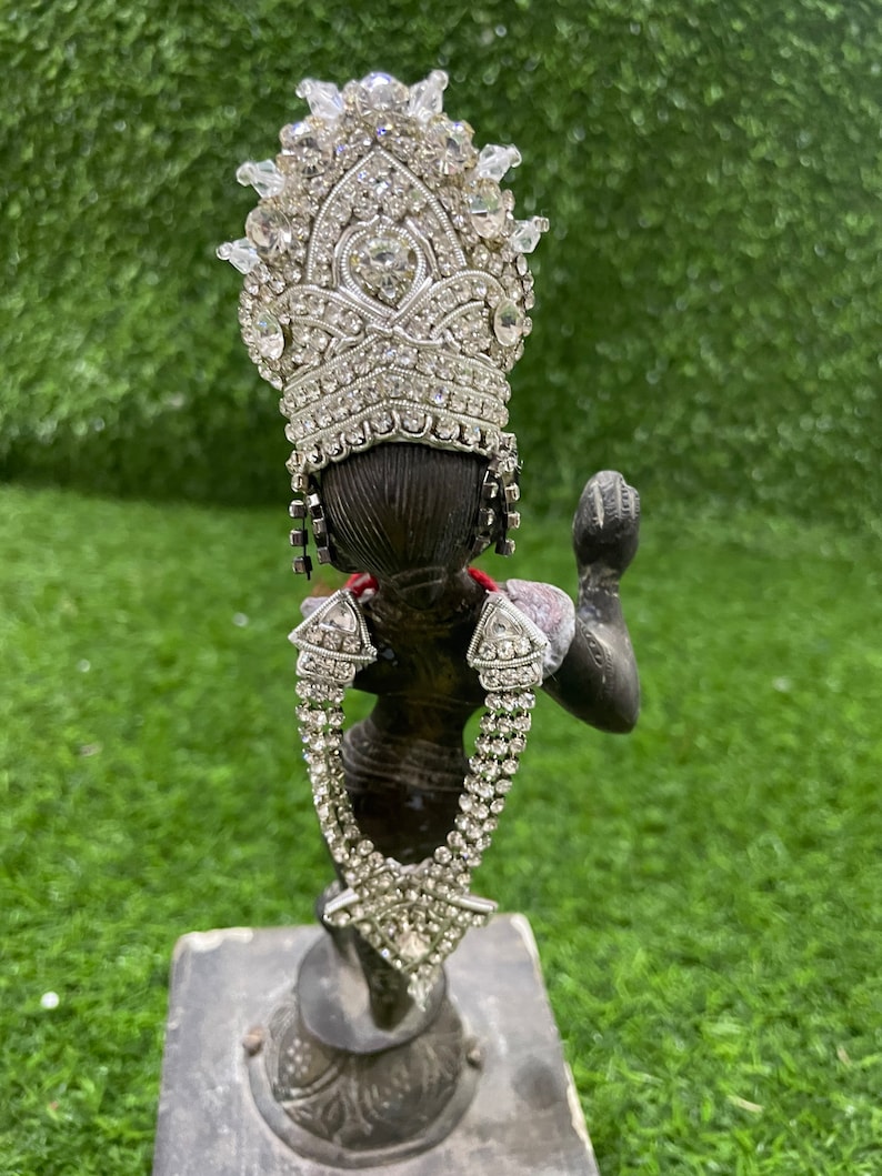 Krishna Mukut / Gopal Ji Stone Crown and Mala / Jewellery for Size 2, 3 ...