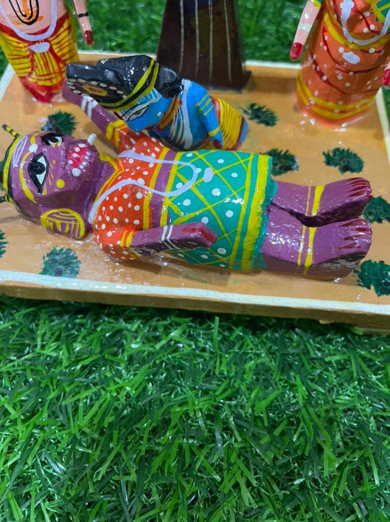 Wooden Jhanki of Krishna Leela / Home Decor / Temple Decor / Pootna ...