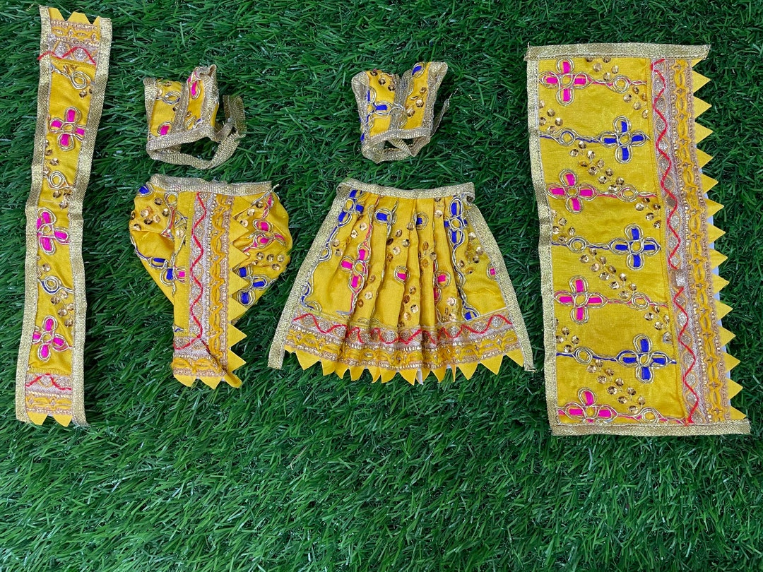 Beautiful Radha Krishna Dress in Beautiful Colour / Embroidered Fabric ...